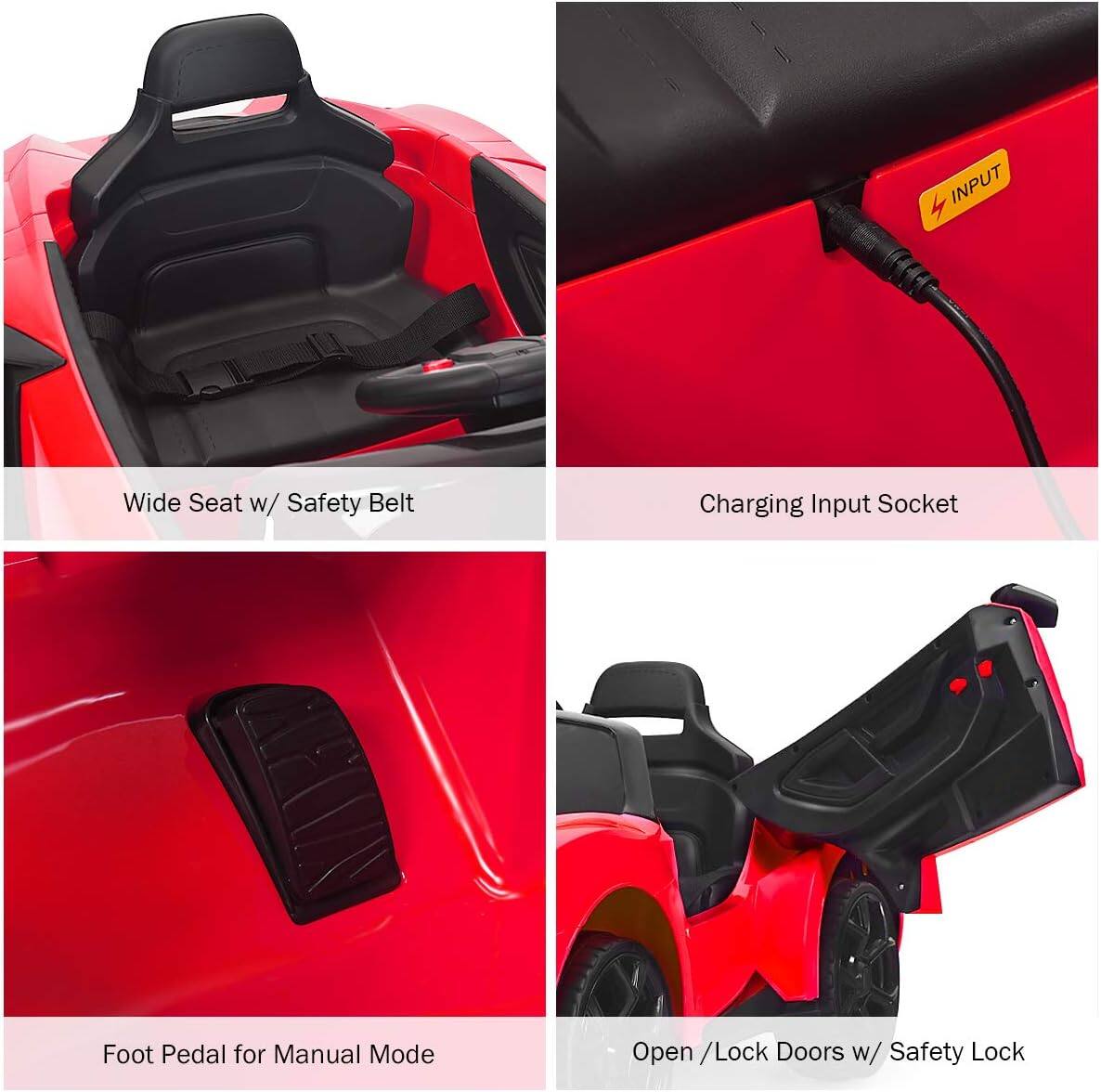 Ecooso 12V 2.4G RC 4 Wheel Electric Vehicle & Electric Ride On Toy with ...