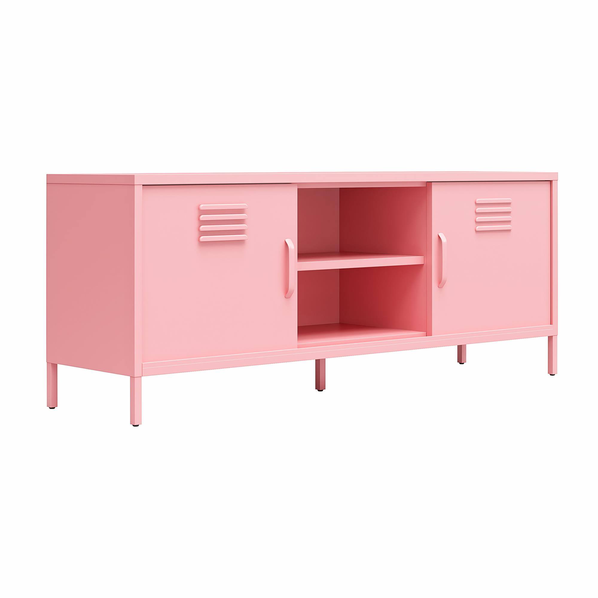 APRILSOUL Cache Metal Locker Style TV Stand for TVs up to 65 In Pink SF ...