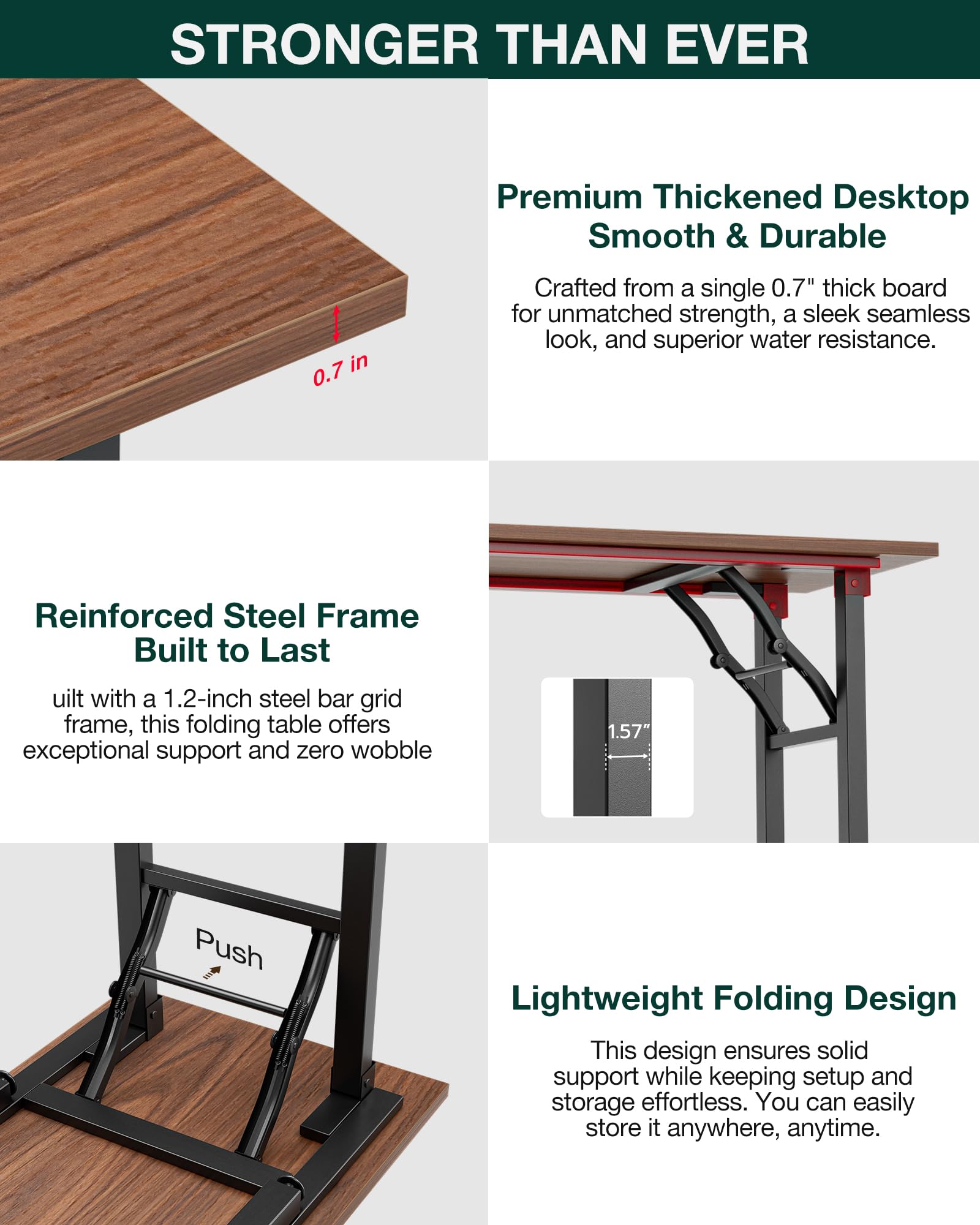 JETRANSPORT Small Folding Computer Desk Portable 35.8 Inch Foldable ...