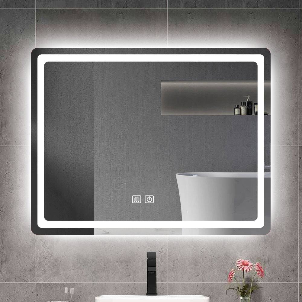 BreeBe 31 in LED Bathroom Vanity Mirror Polished Crystal Smart Lighted ...