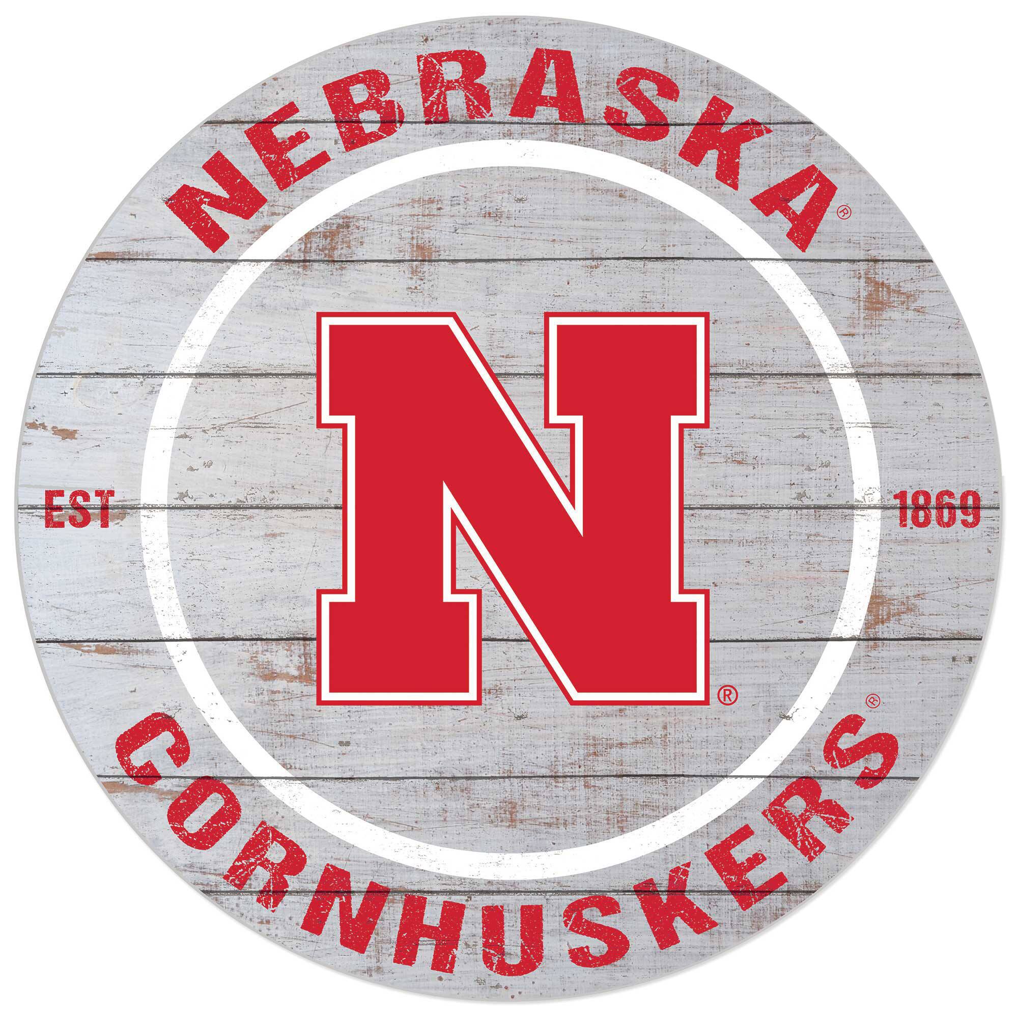 Jardine Nebraska Huskers 20'' x 20'' Indoor/Outdoor Weathered Circle ...
