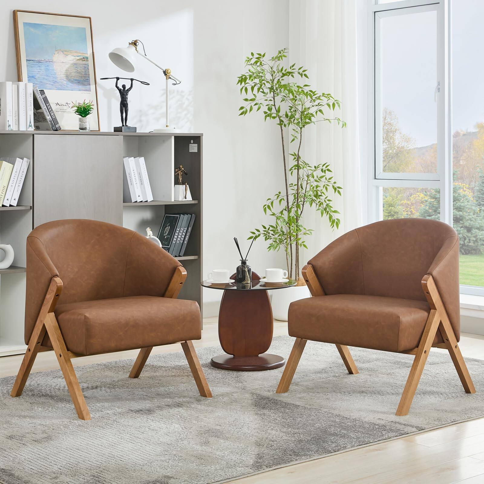 Jojoka Mid Century Accent Chair, Upholstered Armless Reading Chair with ...