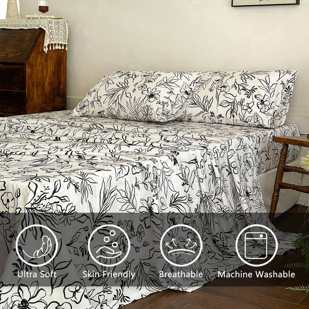 Dapper Styles Boho Floral Sheets 3 pieces And Coquette Cottagecore Leaf Flower Sheet Set Soft ...