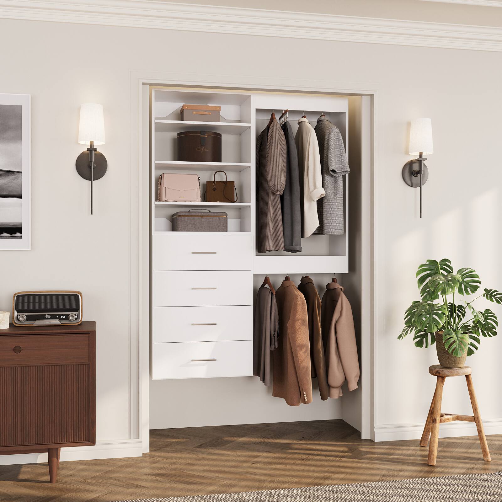 Roomtec 55 in White Modular Closet System Unit Customizable Wall ...