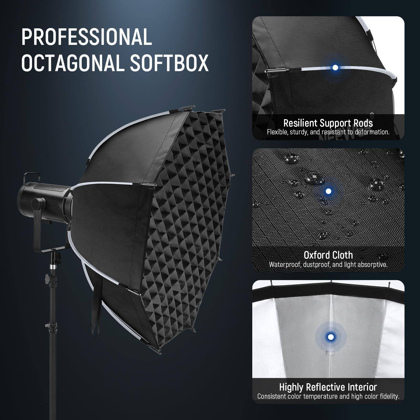 Live At Space 35.4" Octagon Parabolic Softbox Bowens Mount with Dual ...