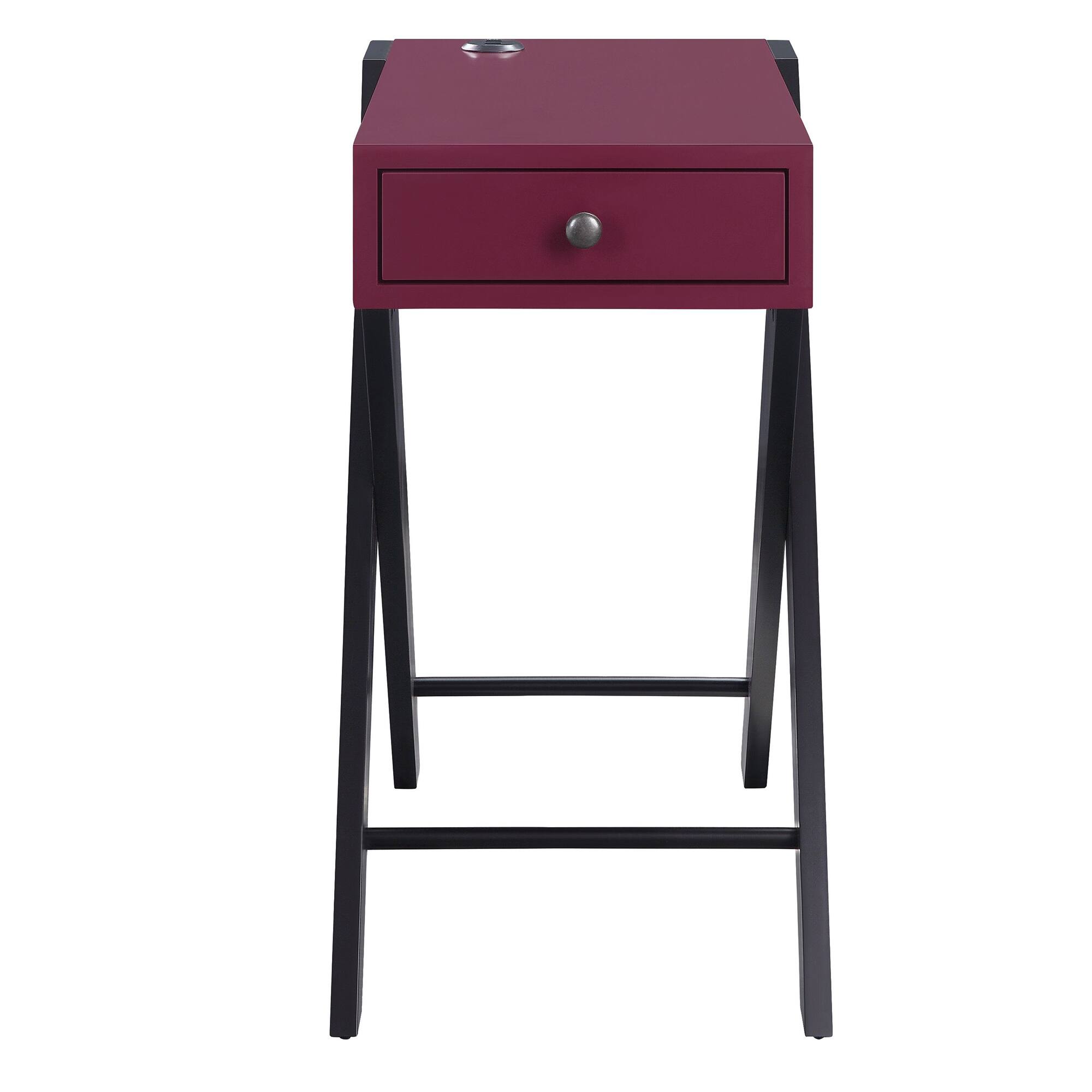 Manhattan Lane Wooden Frame Side Table with X Shaped Legs and 1 Drawer ...