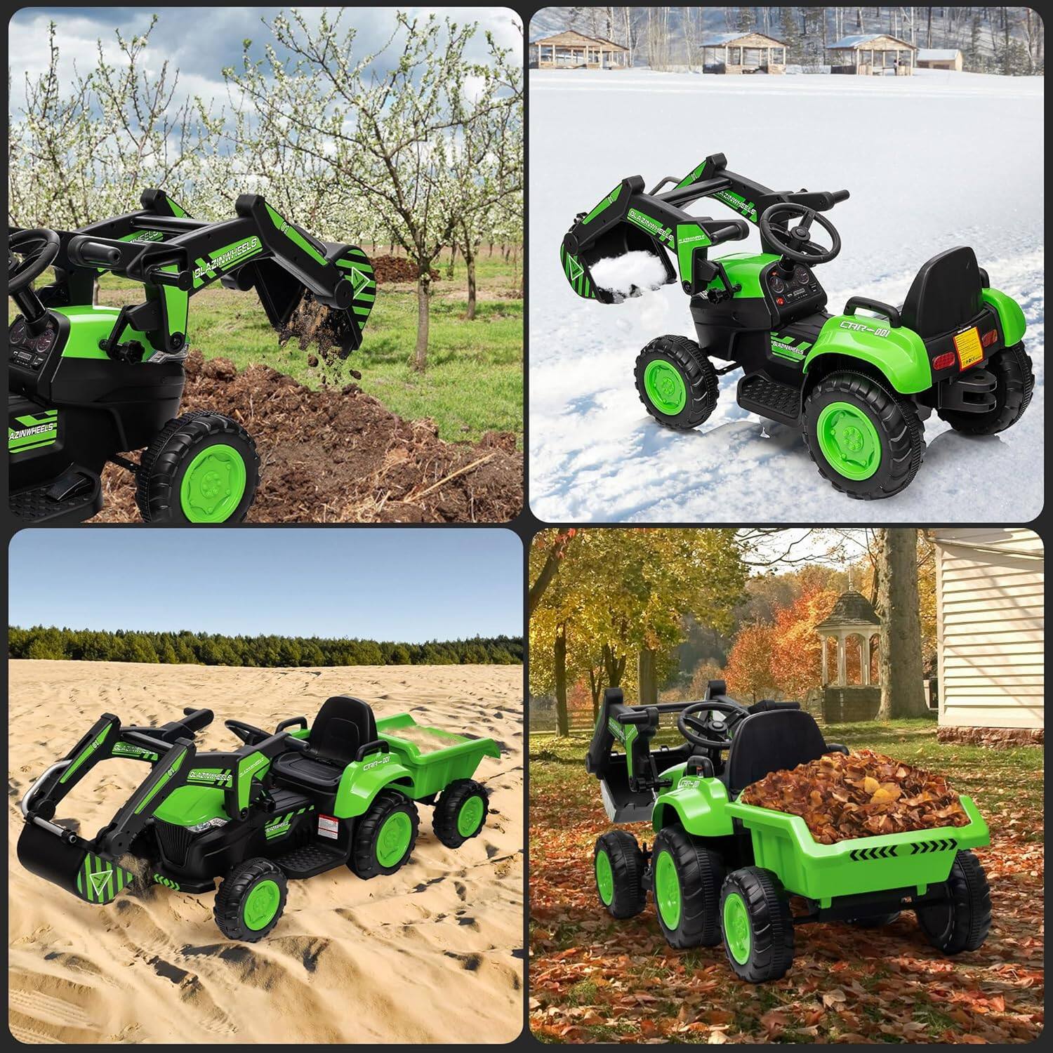 Qeetex 12V Kids Ride On Excavator Tractor, Electric Vehicles w ...