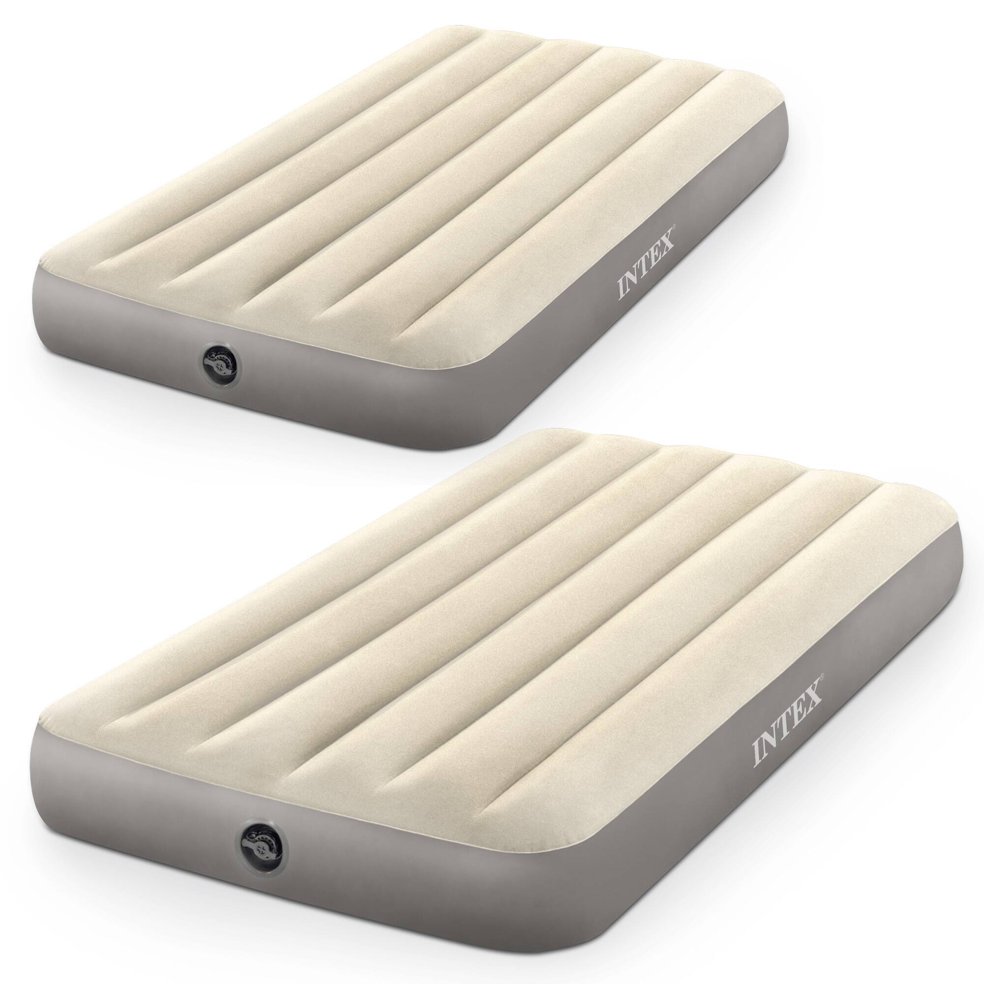 Intex Dura Beam Standard Series Single Height Inflatable Airbed, Twin (2 Pack) Beige 2 x 64101E ...