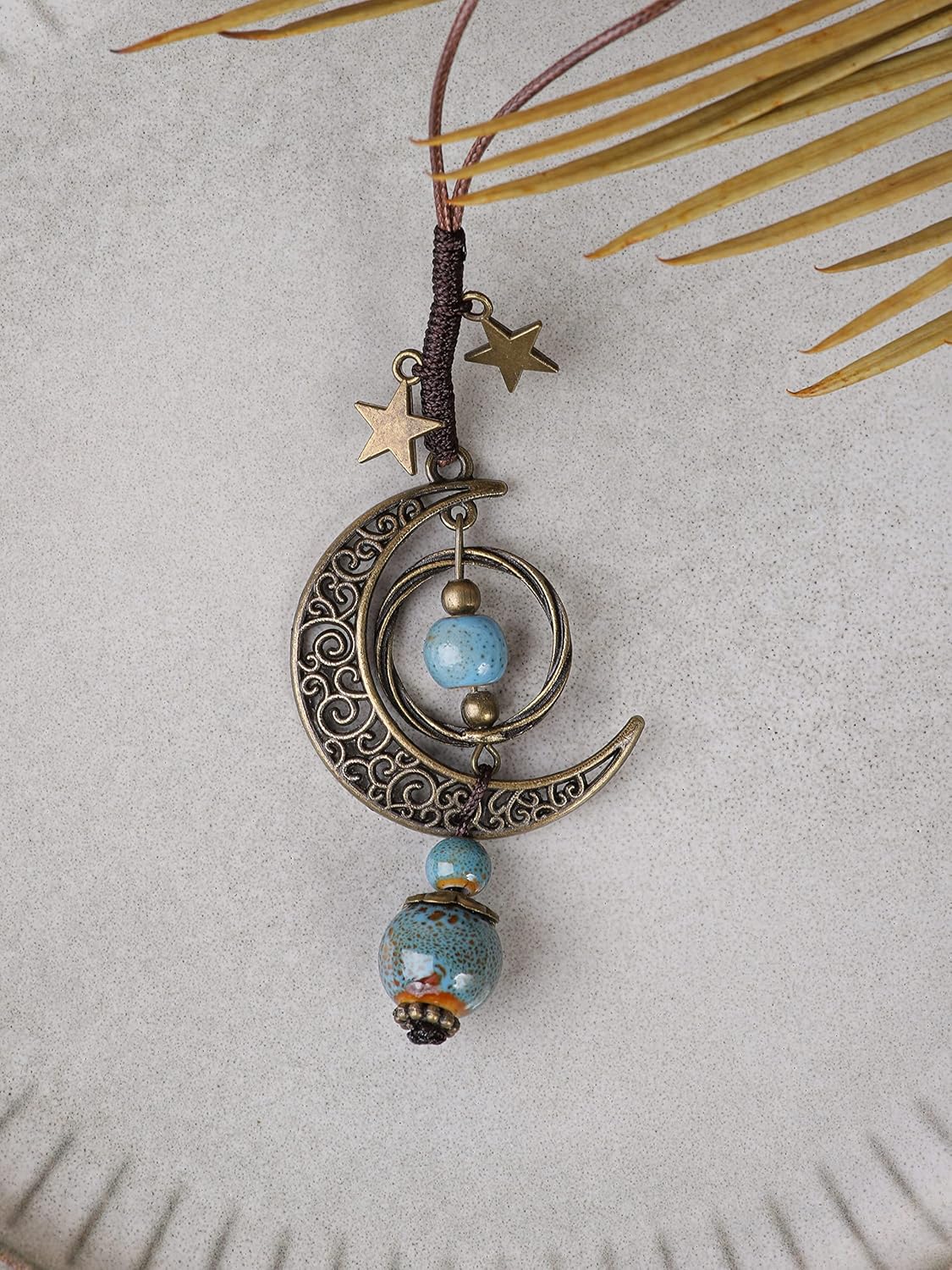 Live At Space Bohemian Ceramic Moon Lariat Necklace Vintage Boho ...