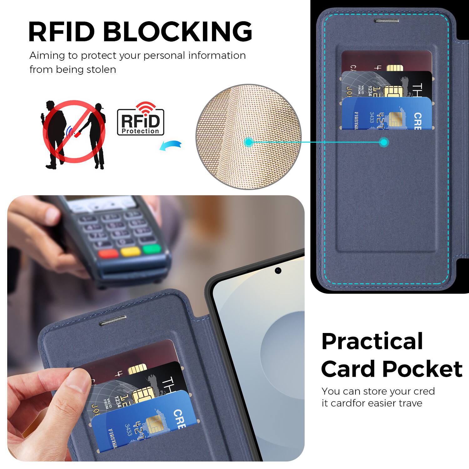 Dteck For Samsung Galaxy A17 5G Shockproof Leather RFID Blocking Card ...