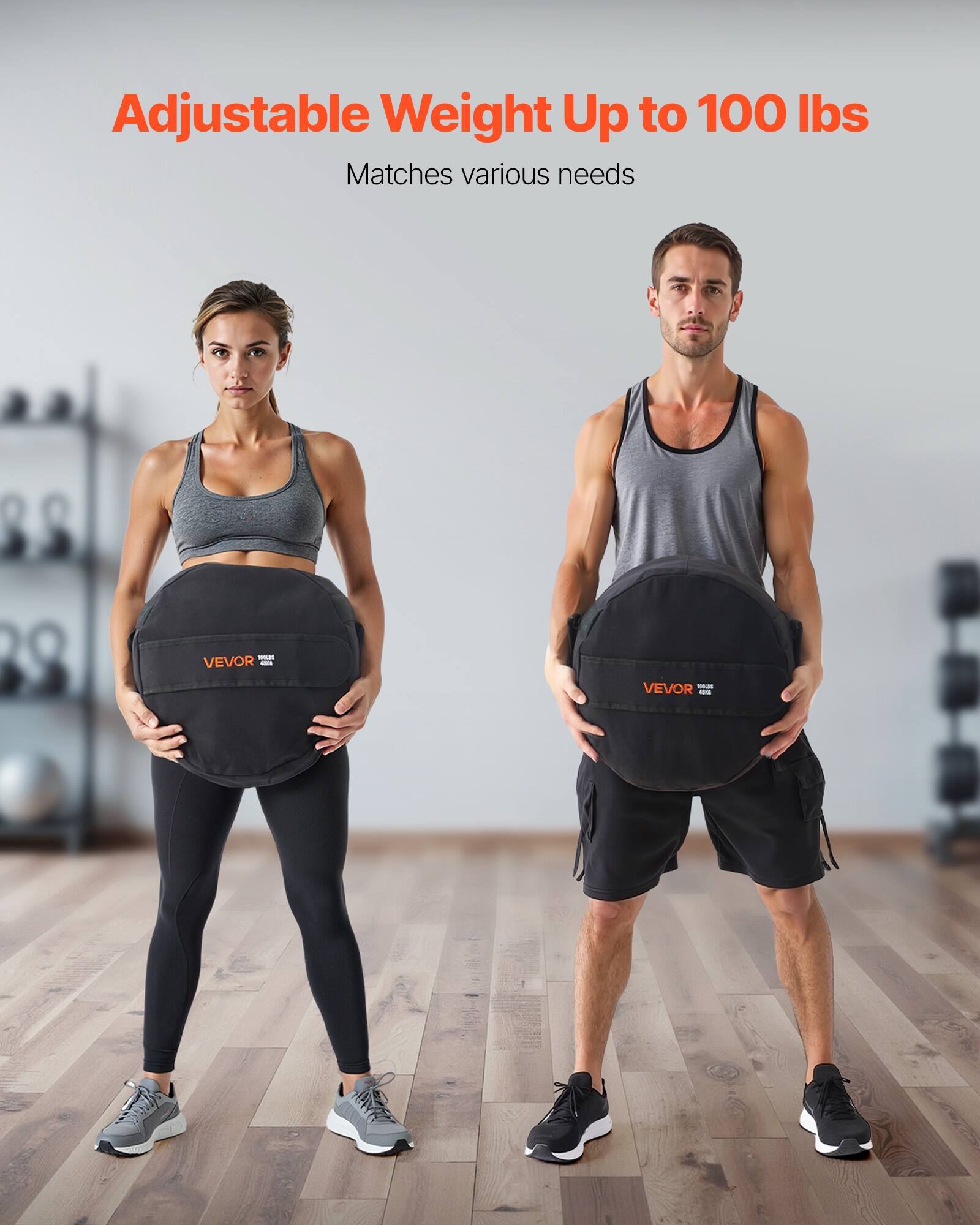 VEVOR Workout Sandbag, Heavy Duty Workout Power Bags with Handles, 100 ...