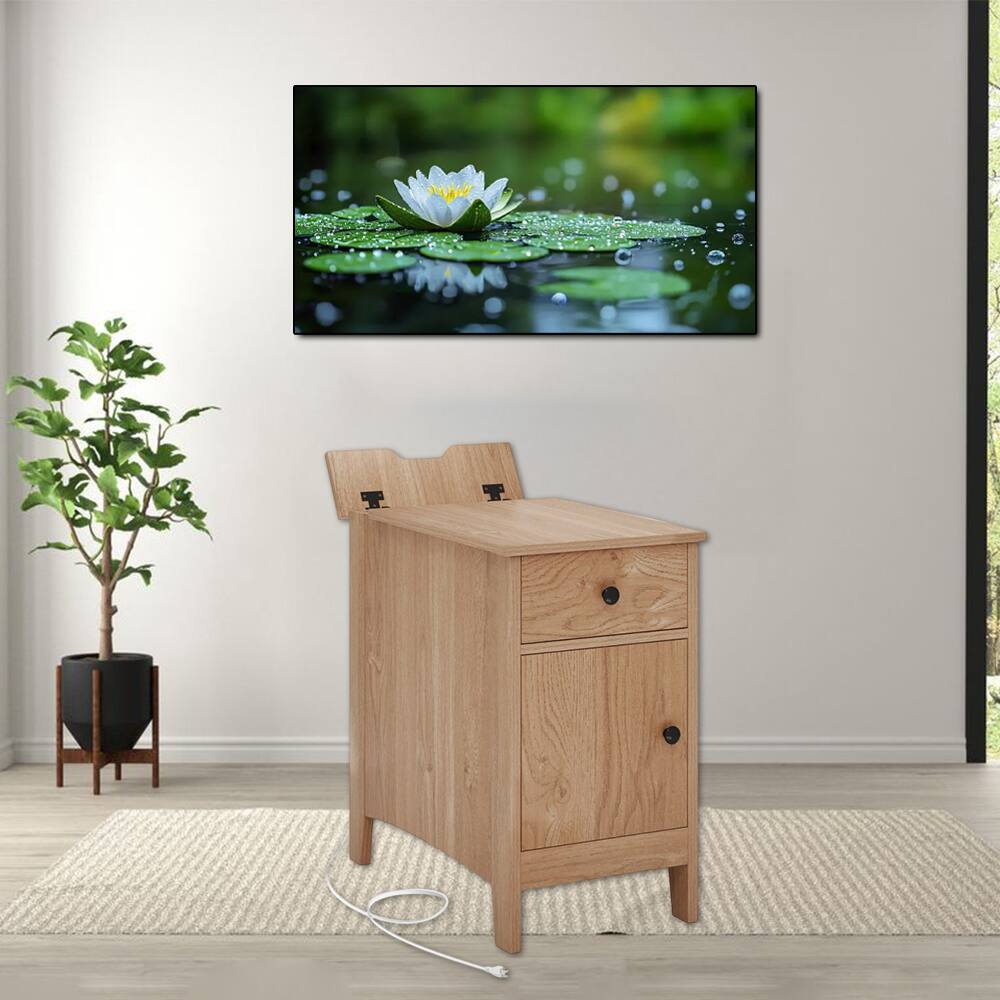 Hivvago Modern End Table with Power Outlets, USB Charging Ports, and ...