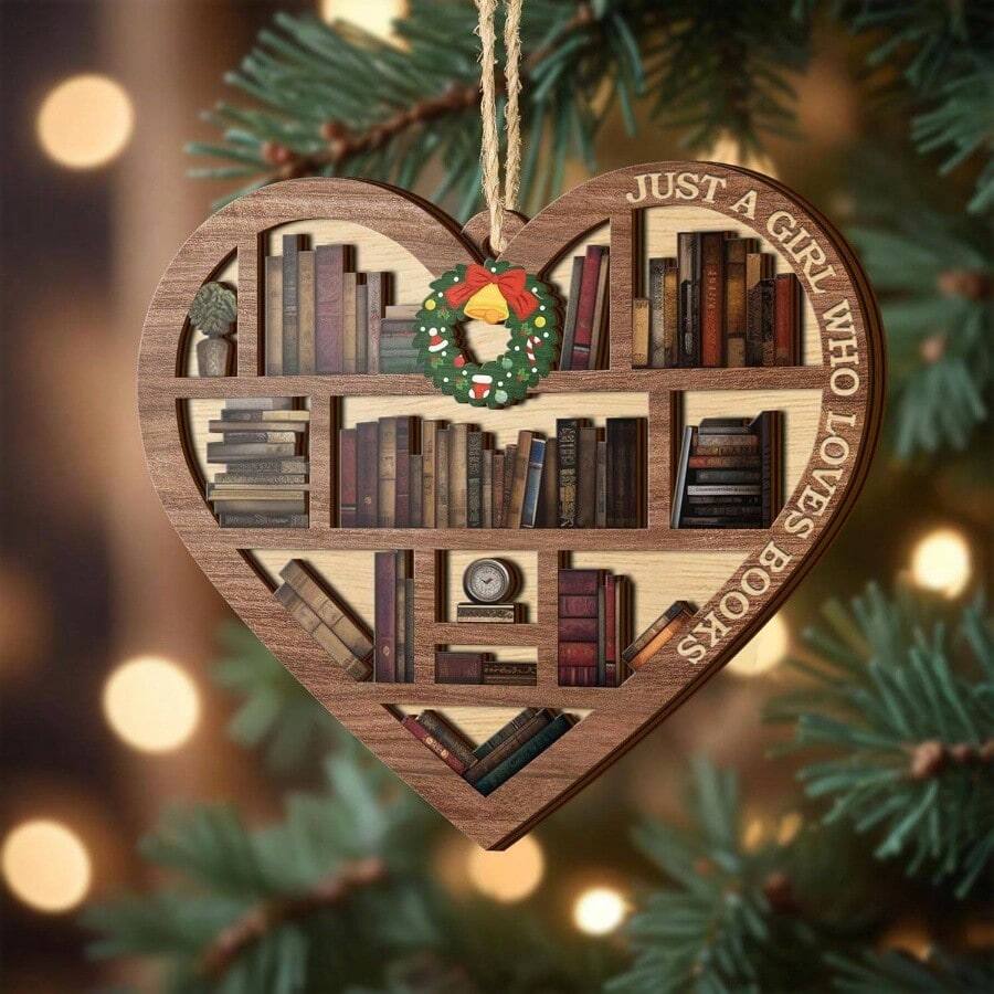 Live At Space Book Lovers Ornament 3.2x3.5 Inch Heart Shape on ...