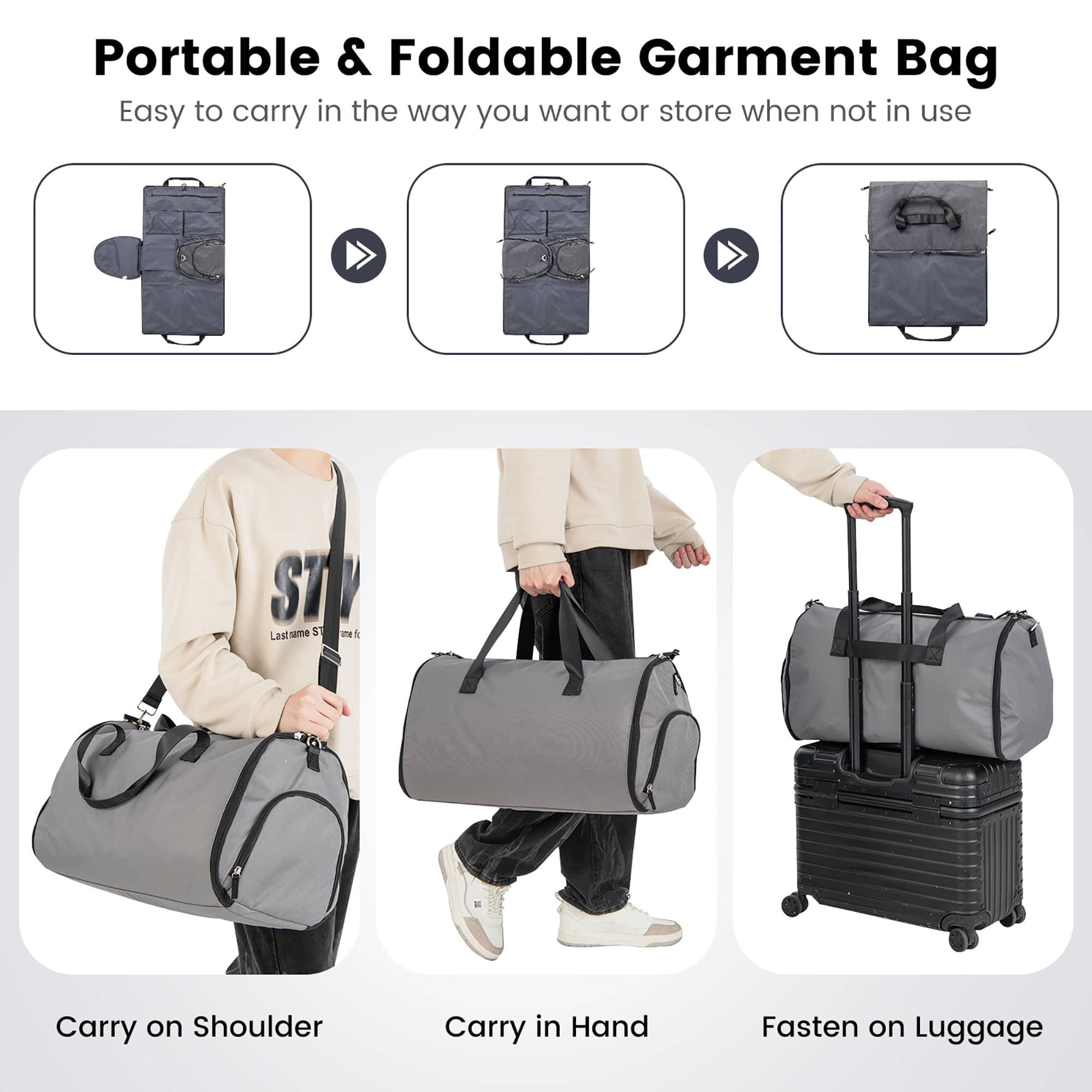 Costway 2 in 1 Duffel Garment Bag Hanging Suit Travel Bag with Shoe ...