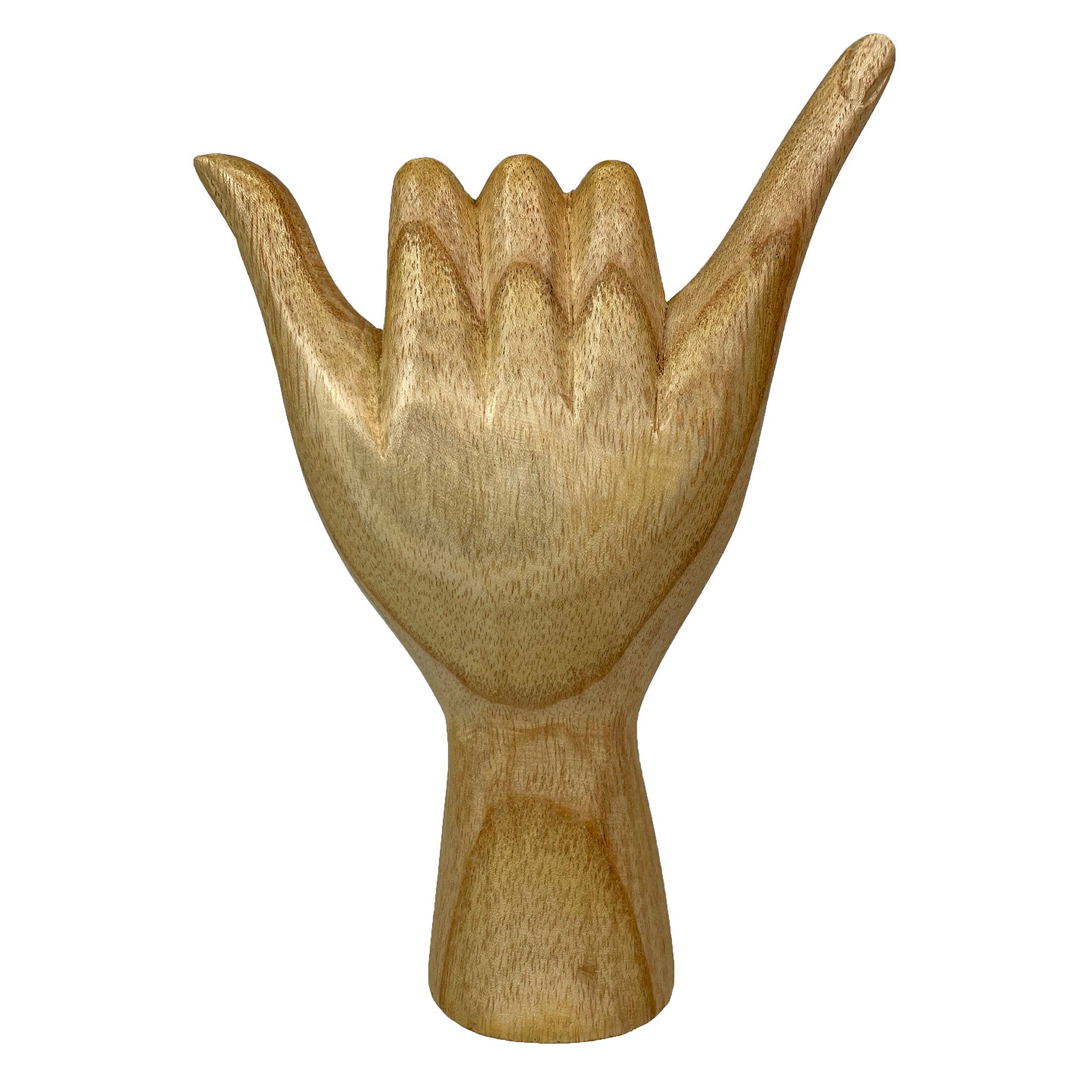 Zeckos Hang Loose Hand Sign Wooden Sculpture – 8" Eco Friendly Albesia ...