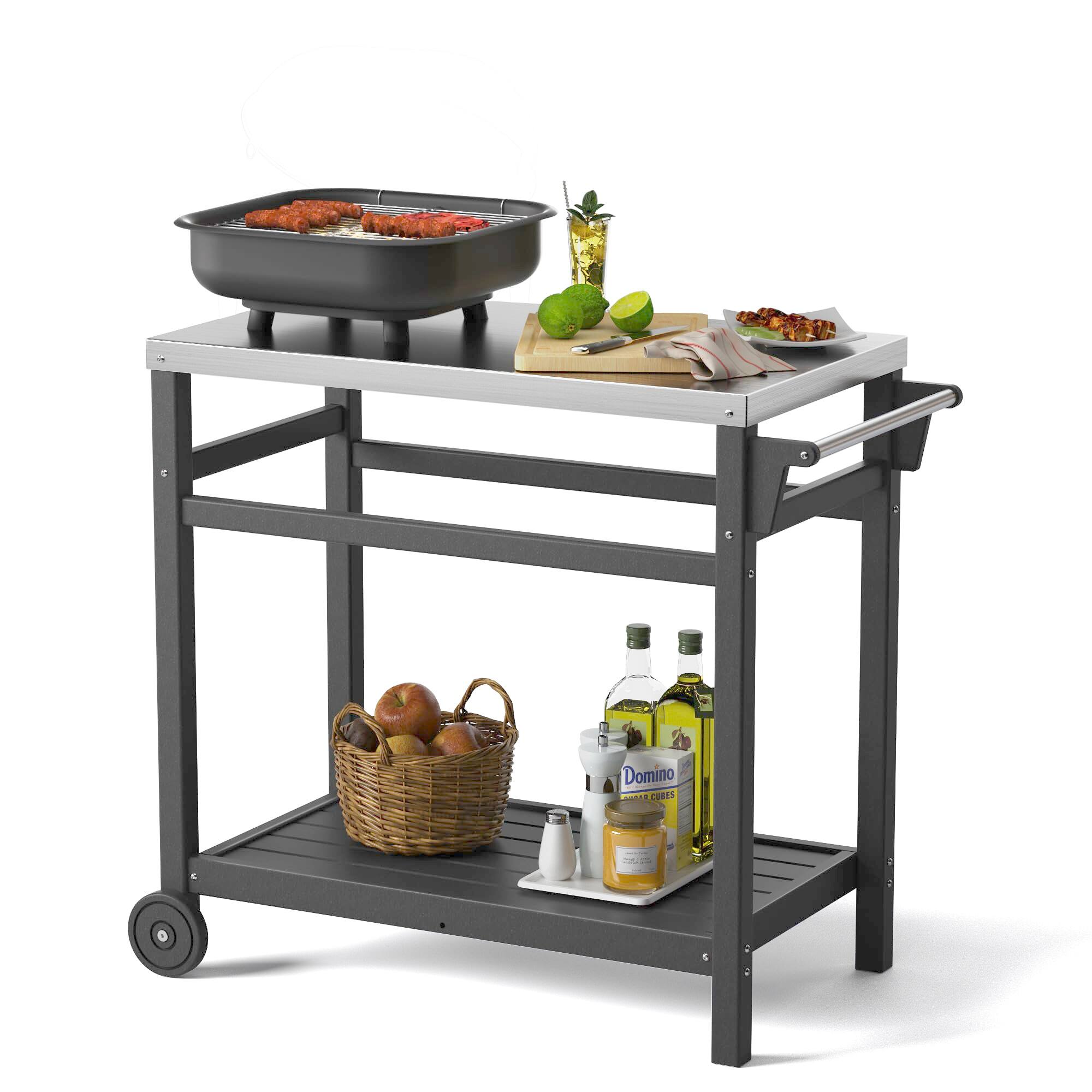 JETRANSPORT Outdoor Prep Grill Carts 303 Stainless Steel Tabletop With ...