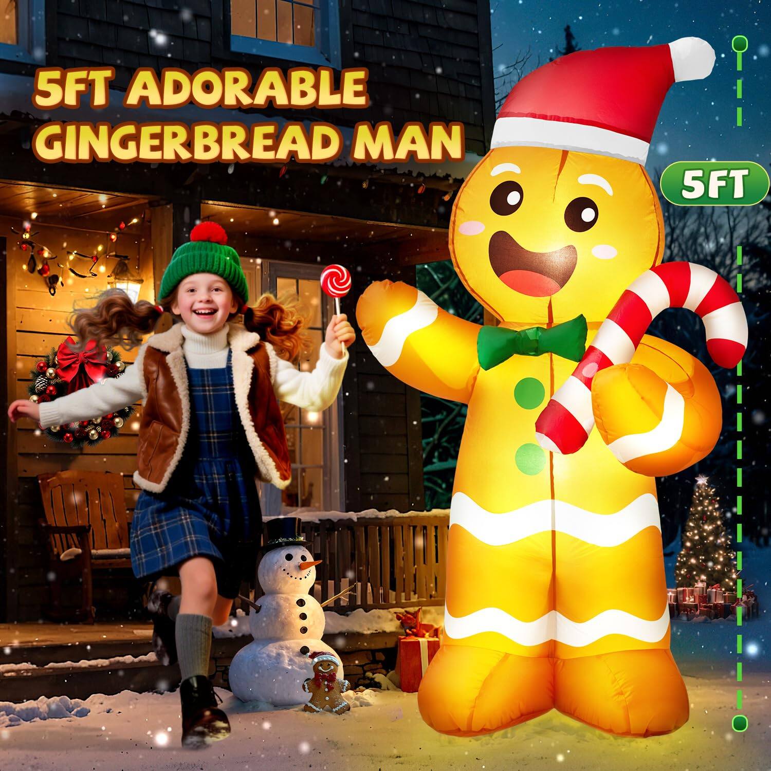 NICHOLAS KLEIN Christmas Inflatables Gingerbread Man Decoration Outdoor ...