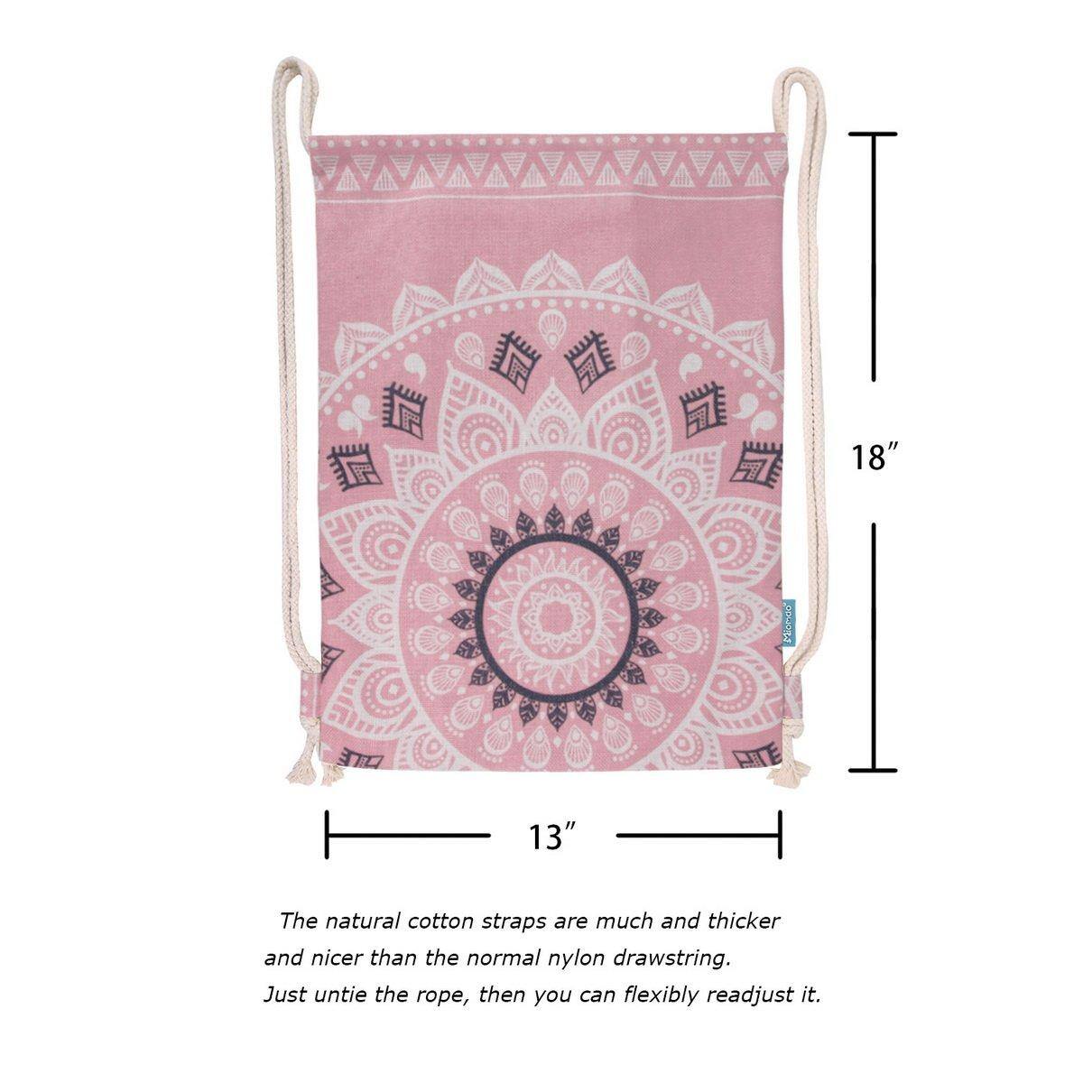 Cozy Serene Drawstring Backpack Mandala Style String Bag Canvas Beach ...