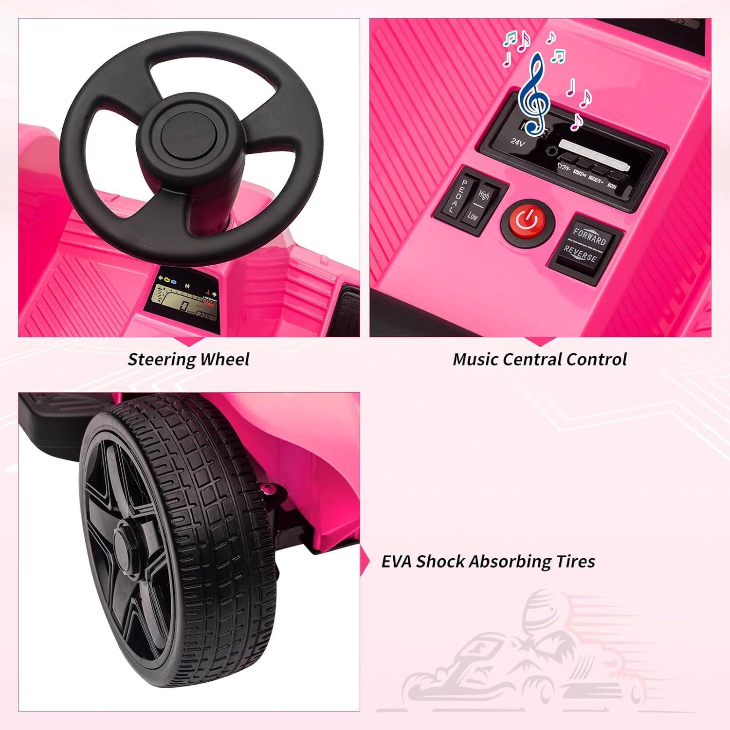 Jojoka 24V 2 Seater Kids Electric Ride On Car, Dual 120W Motors Vehicle ...