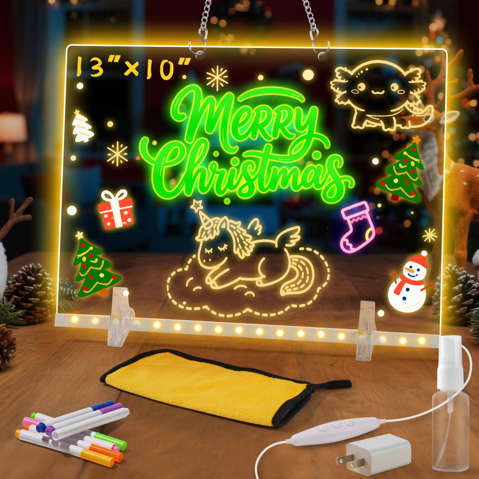 PARKER SLATER LED Board Dry Erase Light Drawing 13.7" 10" Led Creative ...