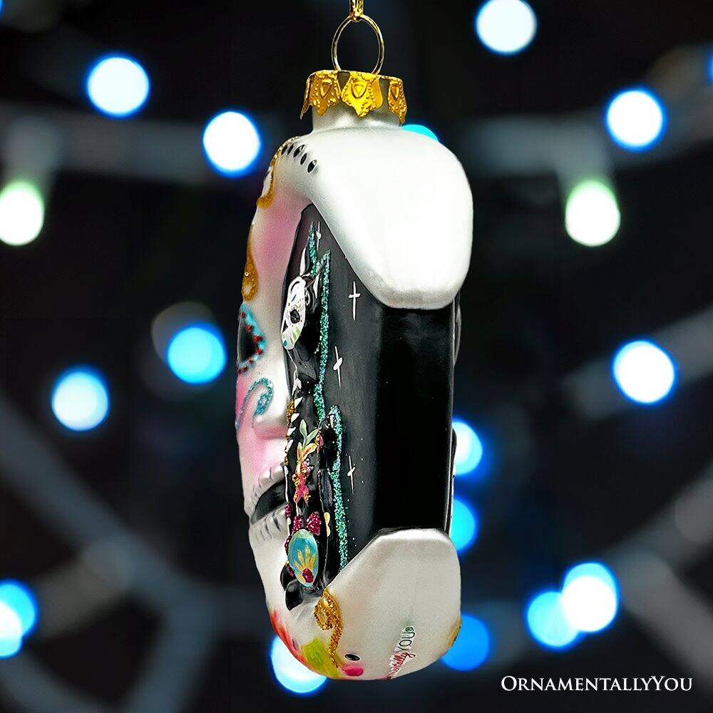 OrnamentallyYou Folkloric Siamese Cat Sugar Skull Glass Ornament ...