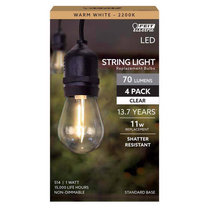 FEIT ELECTRIC S14 E26 (Medium) LED Bulb Warm White 11 Watt Equivalence ...
