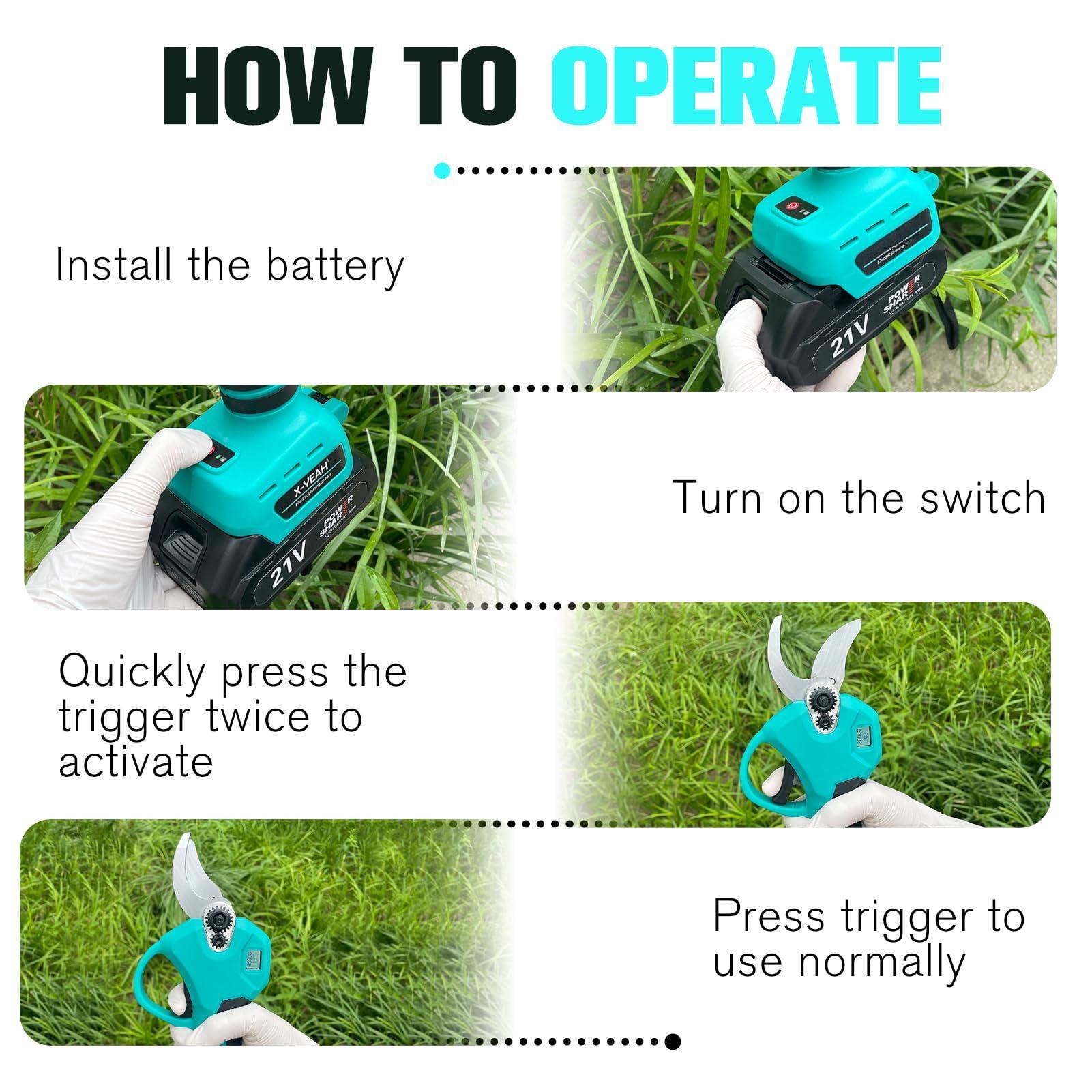 JETRANSPORT Electric Pruning Shears Set Cordless Garden With 21v ...