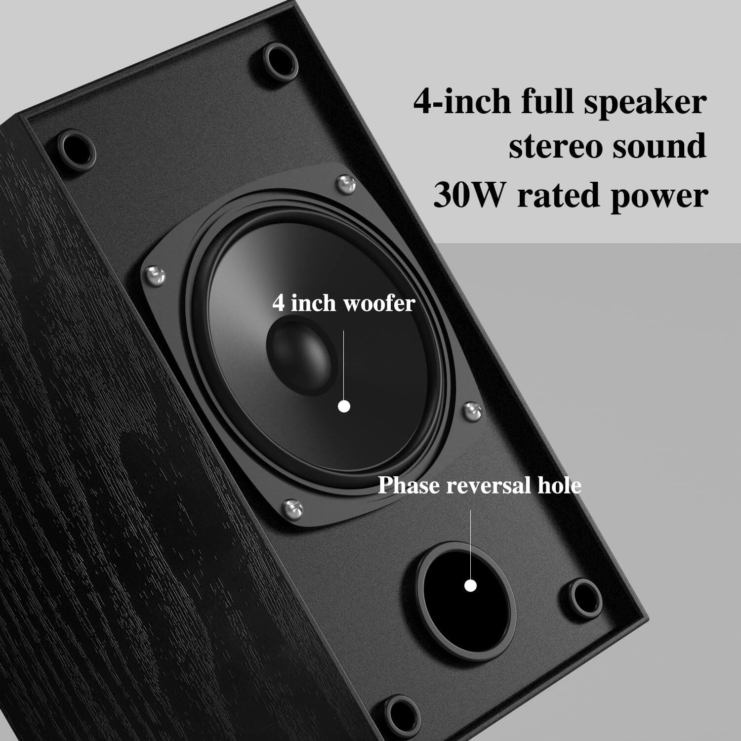 Pacoar Cade Bookshelf Speakers 3.5 rca Input Turntable Record Player ...