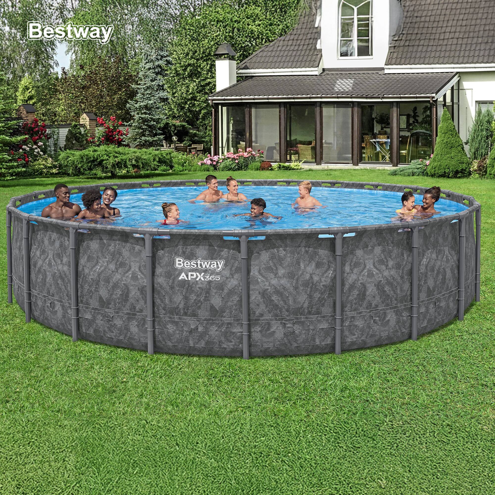 Bestway APX 365 22'x52" Round Above Ground Swimming Pool Set with Pump ...