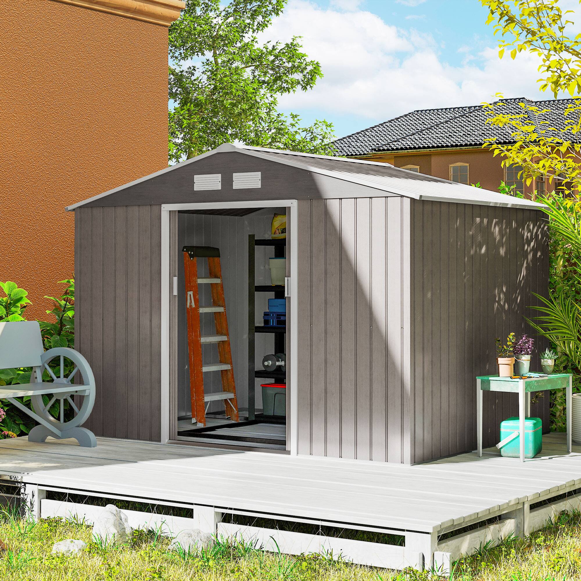 Outsunny Shed Garden Storage Shed Tool Storage Building with 4 Vents ...