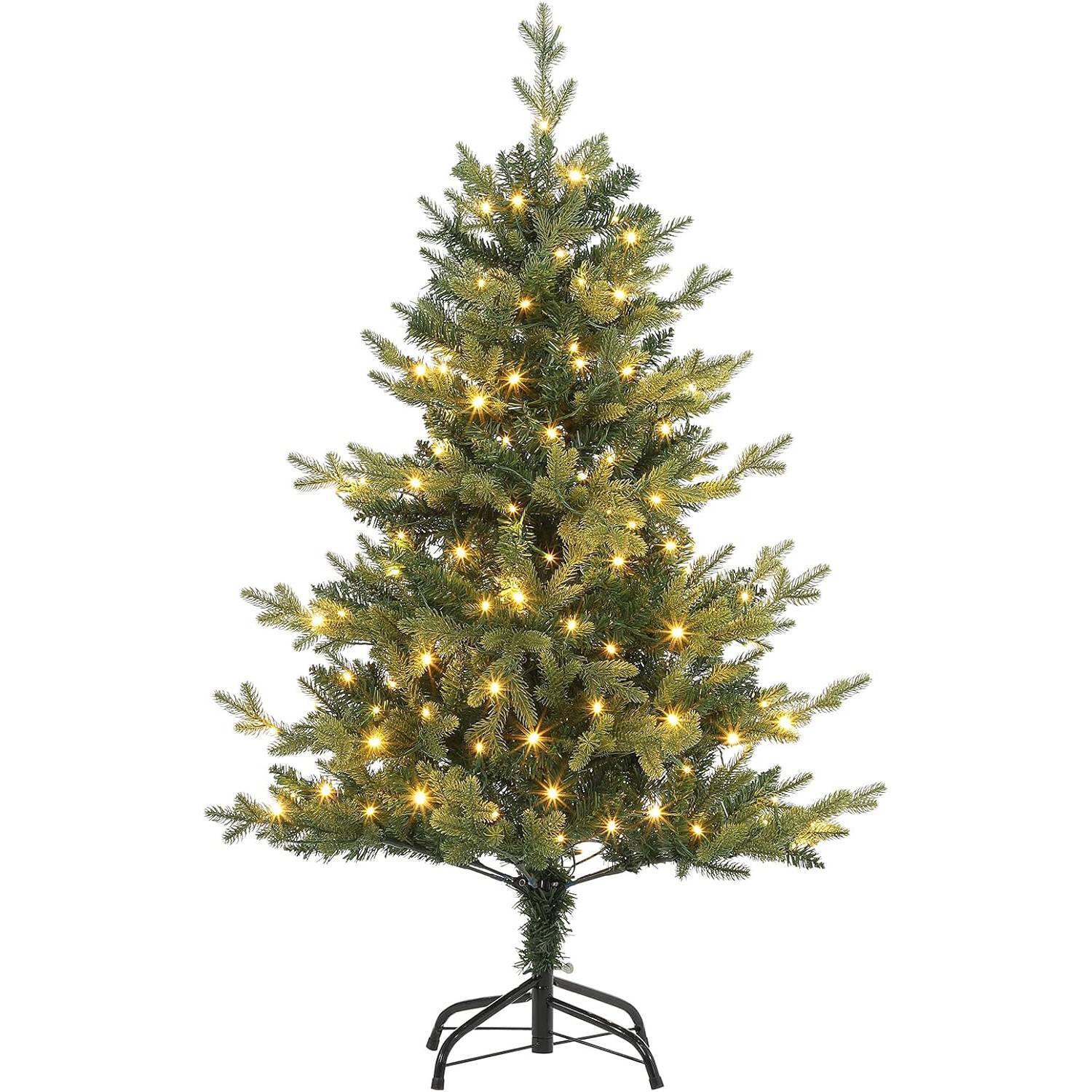 Acekool 4 Ft Prelit Artificial Small Christmas Tree with Lights Green ...