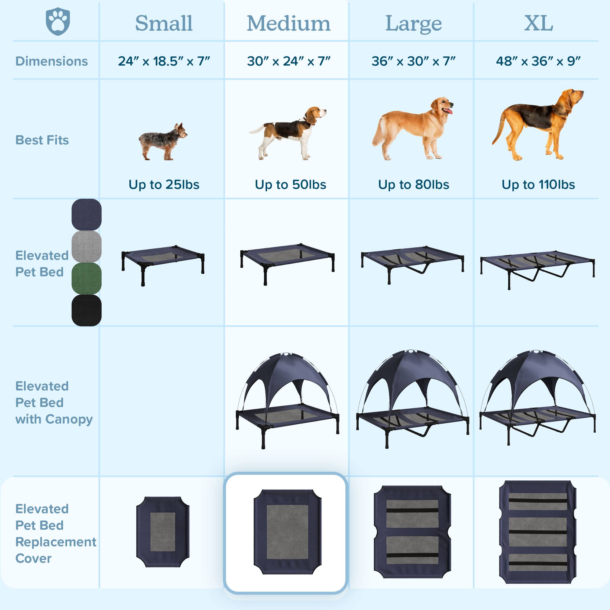 PetMaker Elevated Dog Bed Cover 30x24in Replacement Pet Bed Cover with ...