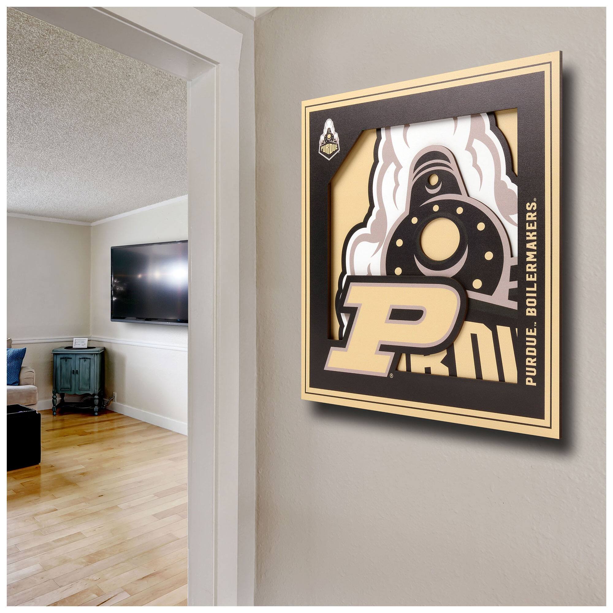 YouTheFan Purdue Boilermakers 12'' x 12'' 3D Logo Wall Art Multicolor ...