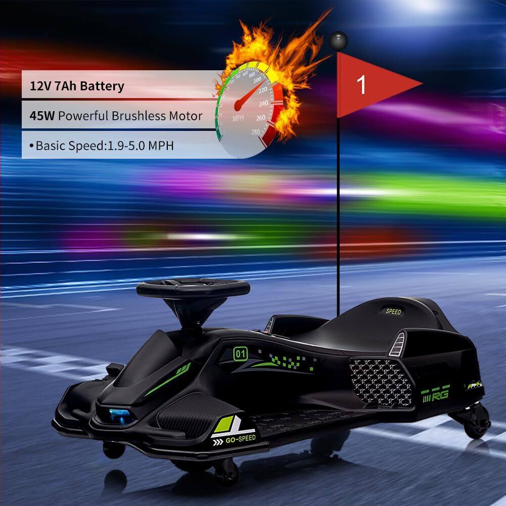 Acekool 12V Kids Ride On Drift Car – Electric Go Kart With Variable ...