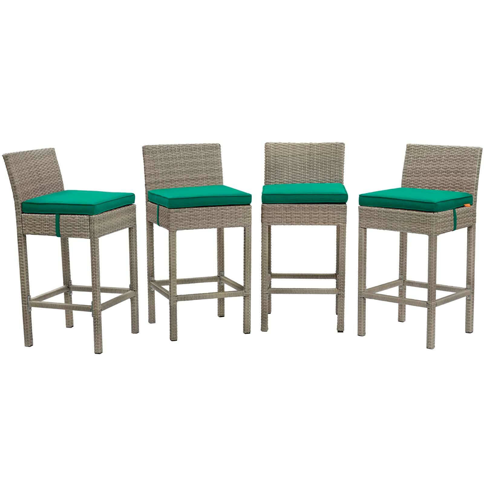 Conduit Outdoor Patio Wicker Rattan Bar Stool Set of 4 by Modway Light ...