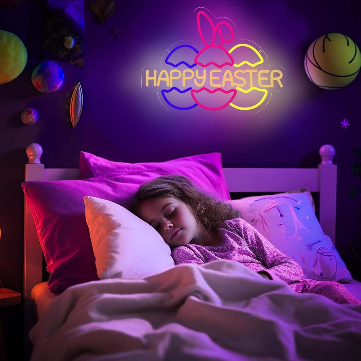 Happy Japan Auledio - Happy Easter Neon Signs for Wall Decor Easter ...