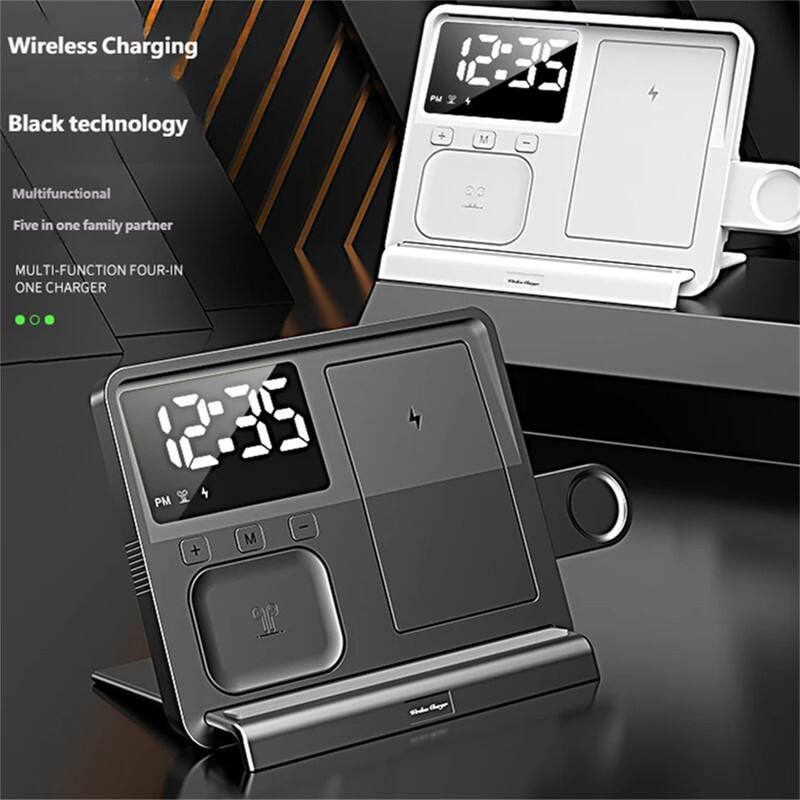 RISOKEYS Ultra Thin 5 in 1 Wireless Charger Multi Function Clock ...