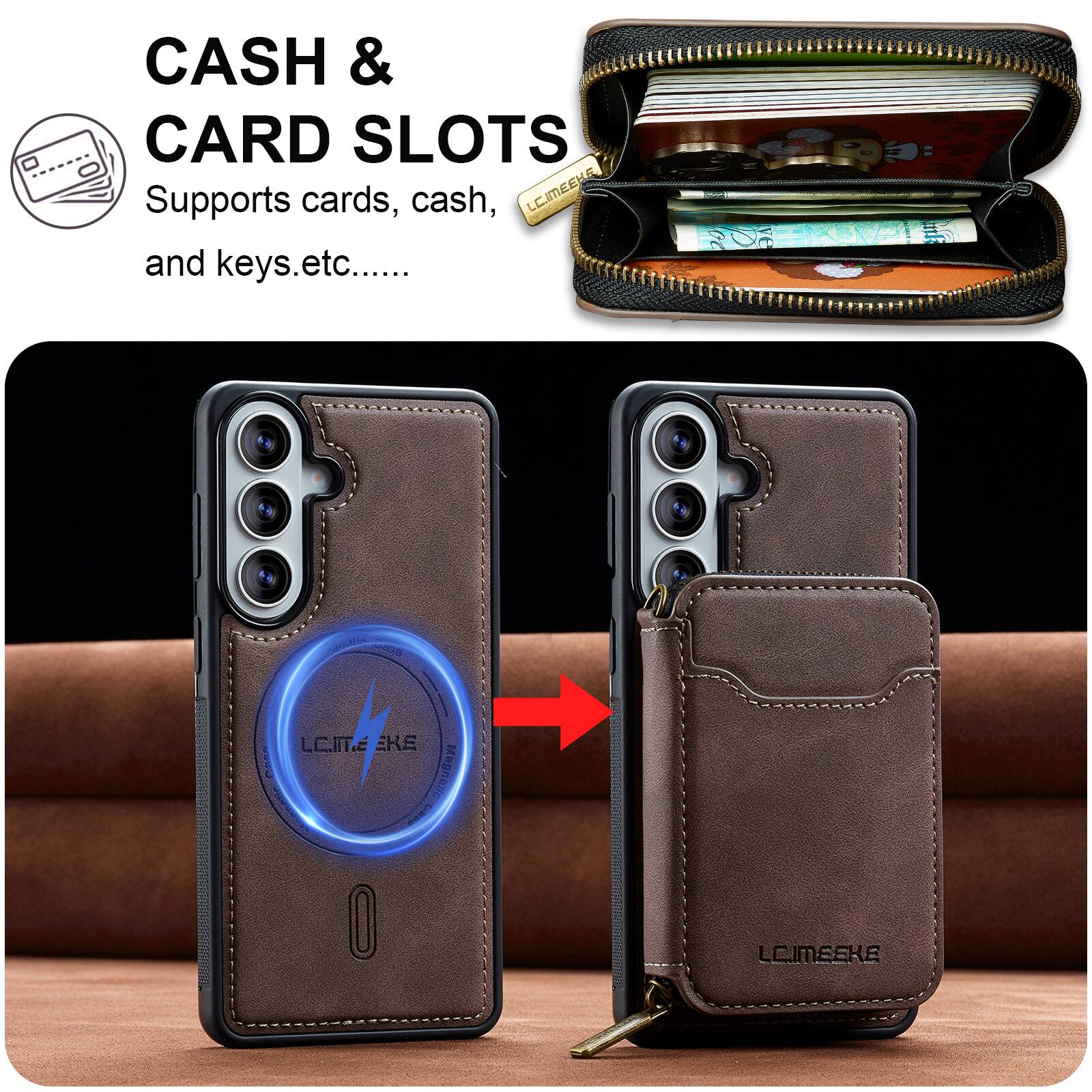 Dteck 2 in 1 Magnetic Detachable Zipper Wallet Case for Samsung Galaxy ...