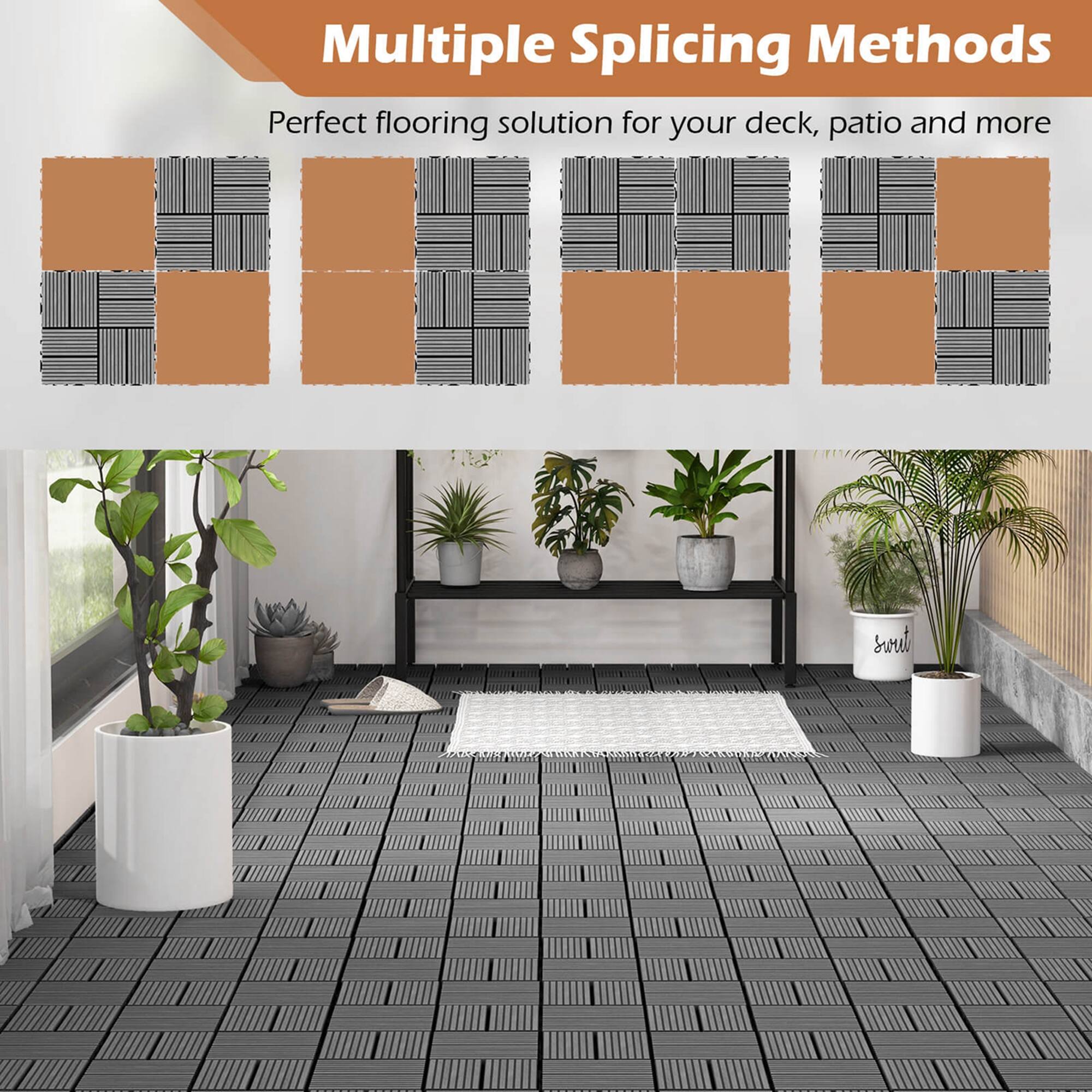 Costway 36 PCS Interlocking Deck Tiles 12" x 12" Waterproof All Weather ...