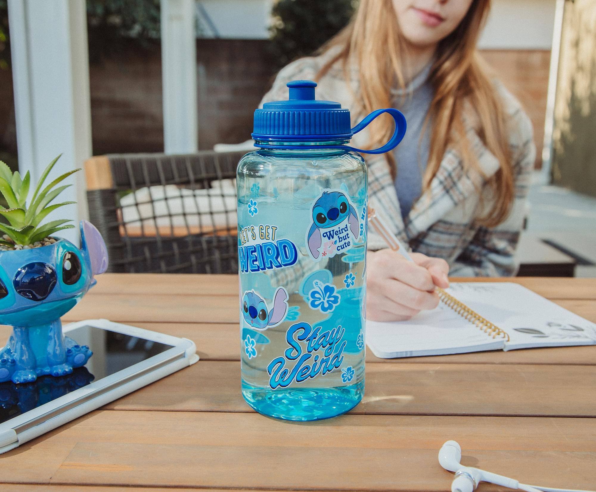 Silver Buffalo Disney Lilo & Stitch "Stay Weird" Water Bottle With ...