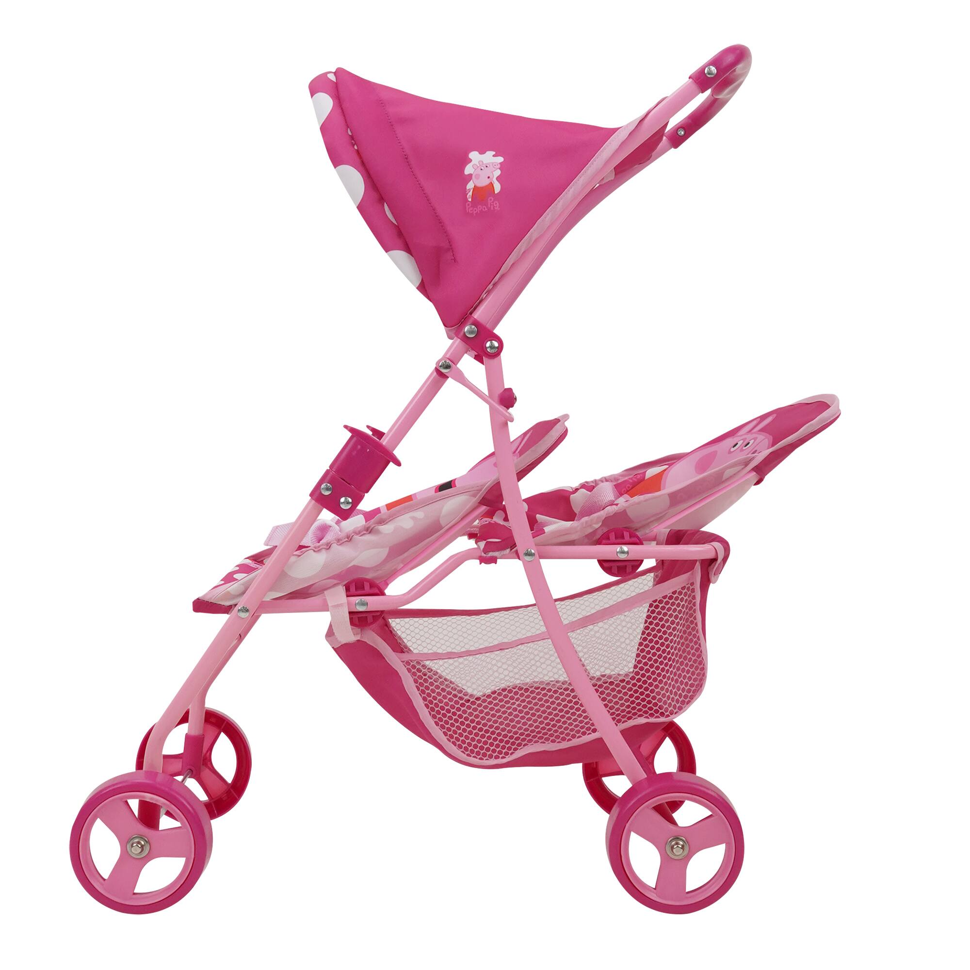 509 Crew Peppa Pig: Doll Twin Stroller in Pink & White Dots ...