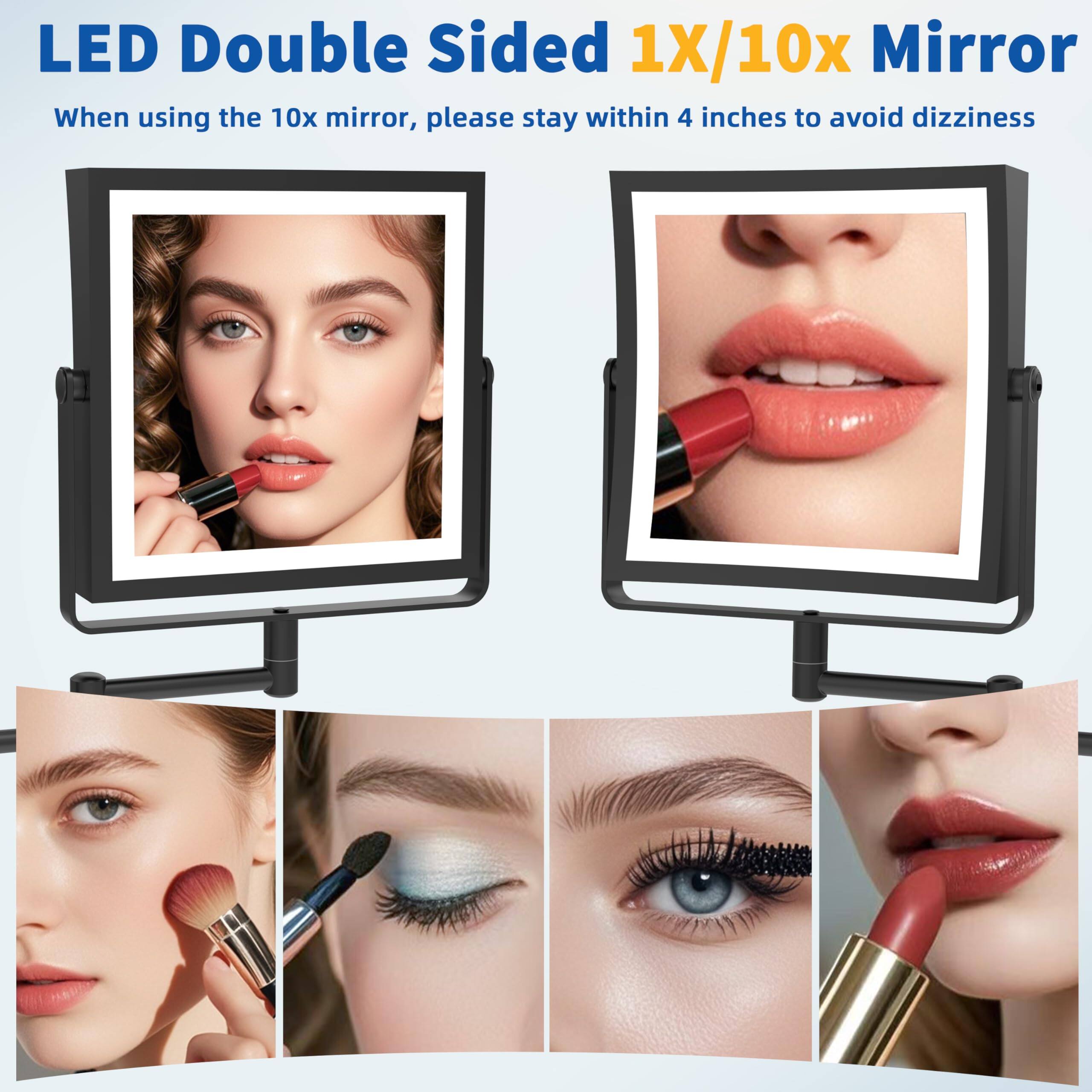 Pacoar Cade Rechargeable Makeup Mirror With Lights Double Sided ...