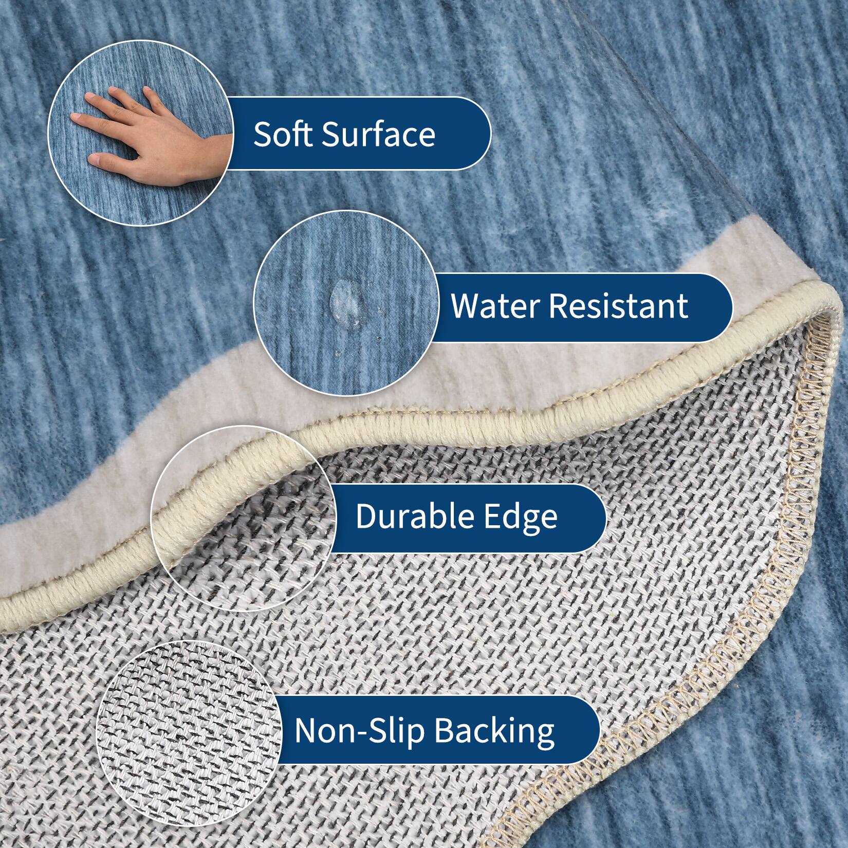 GARVEE Modern Soft Solid Tone Area Rug Scalloped Edges Machine Washable ...