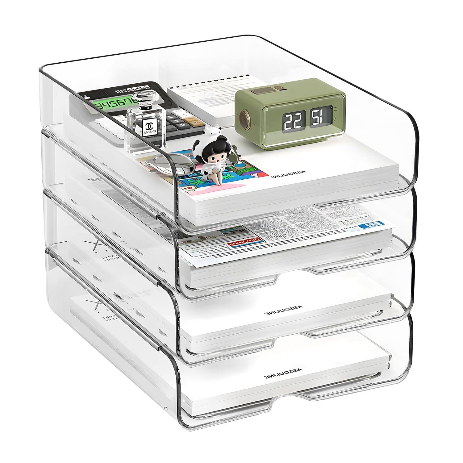 Paradigms Interiors 4 tier Paper Organizer For Desk Stackable Tray ...