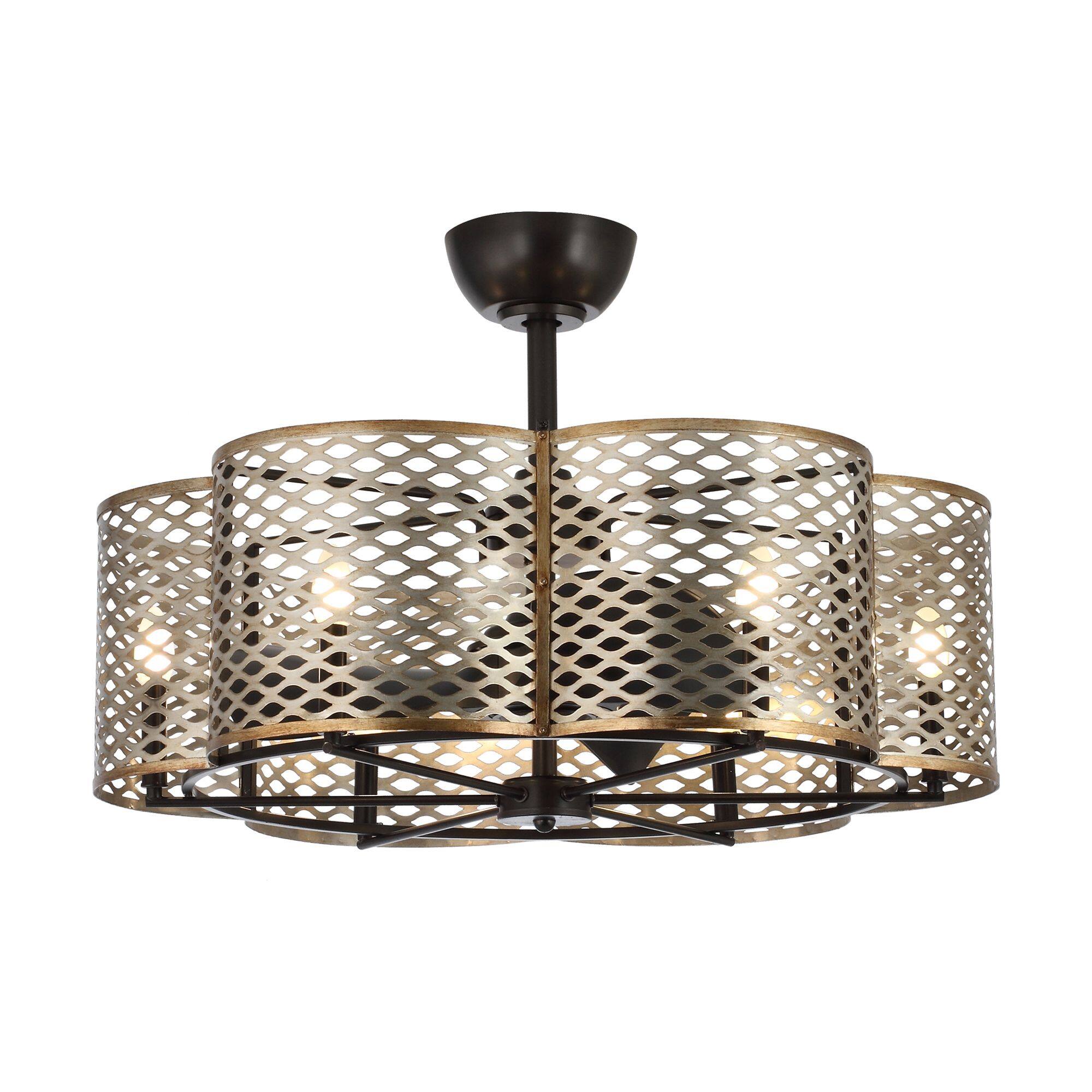 Parrot Uncle 31" Modern Caged Downrod Ceiling Fan with Remote Control ...