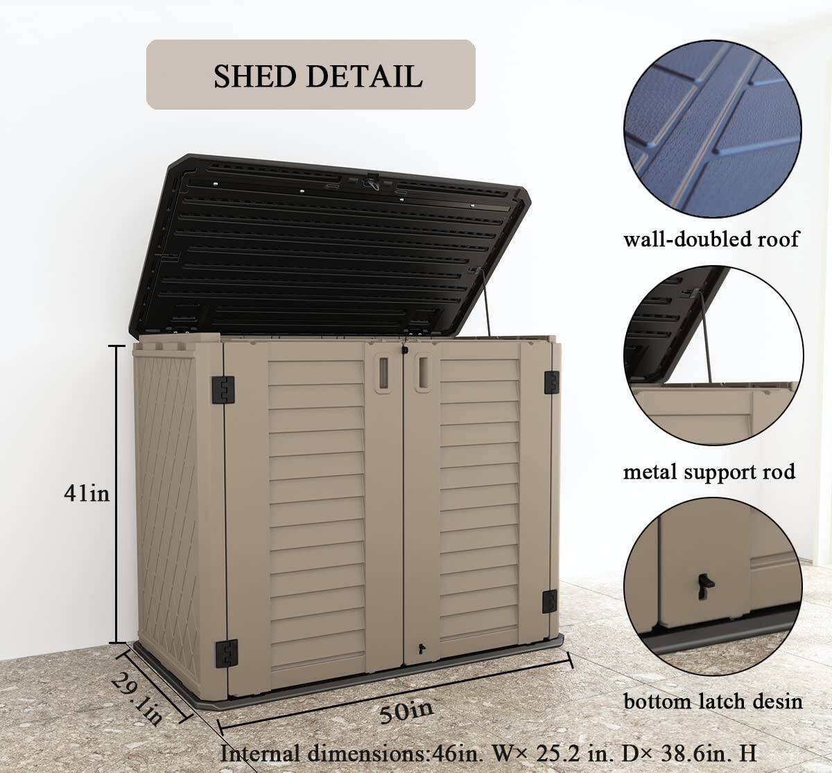 Decksplore Outdoor Storage Shed Horizontal Storage Box Waterproof 26 Cu ...