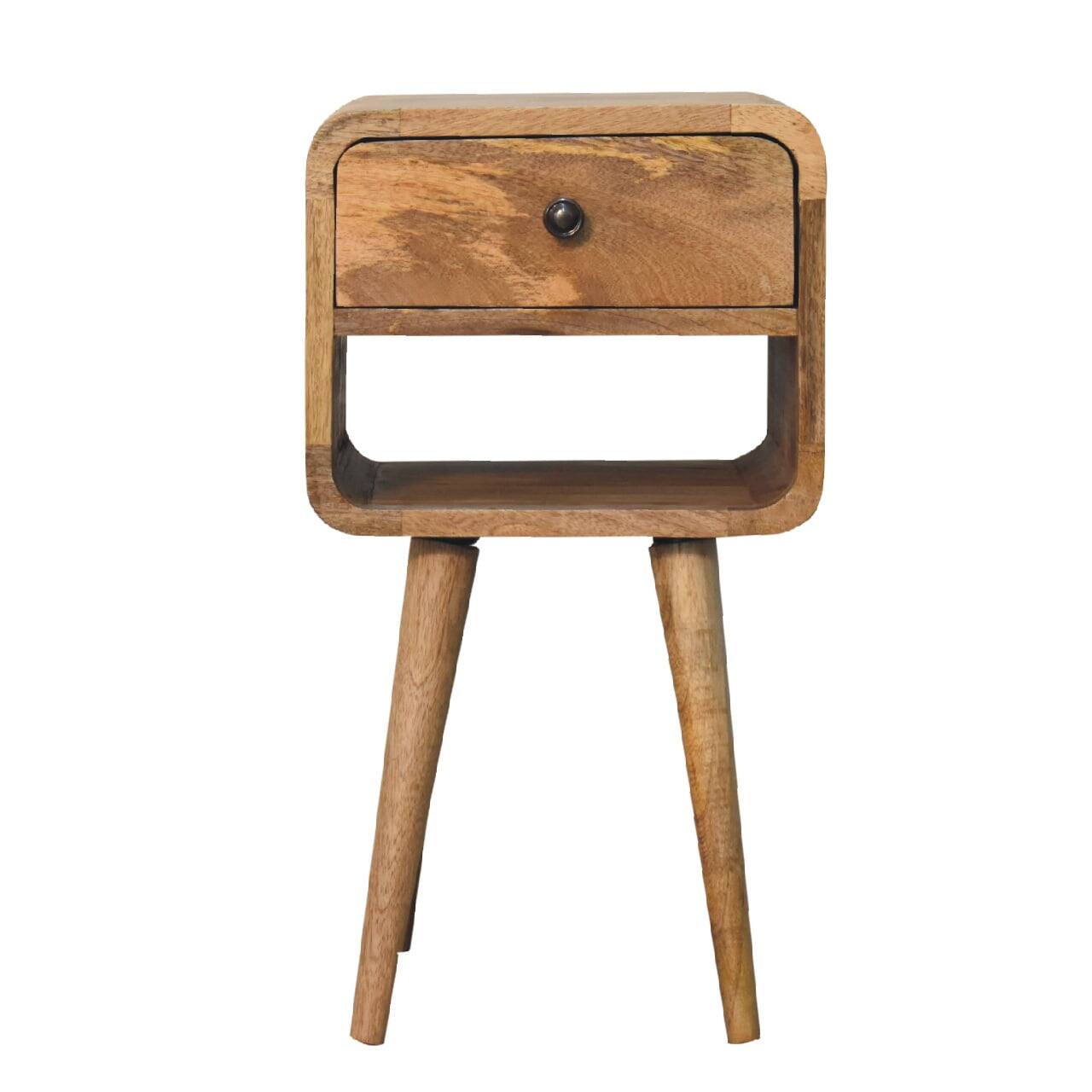 Artisan Furniture Solid Wood Mini ish Curve Lower Nightstand, 1 Drawer ...