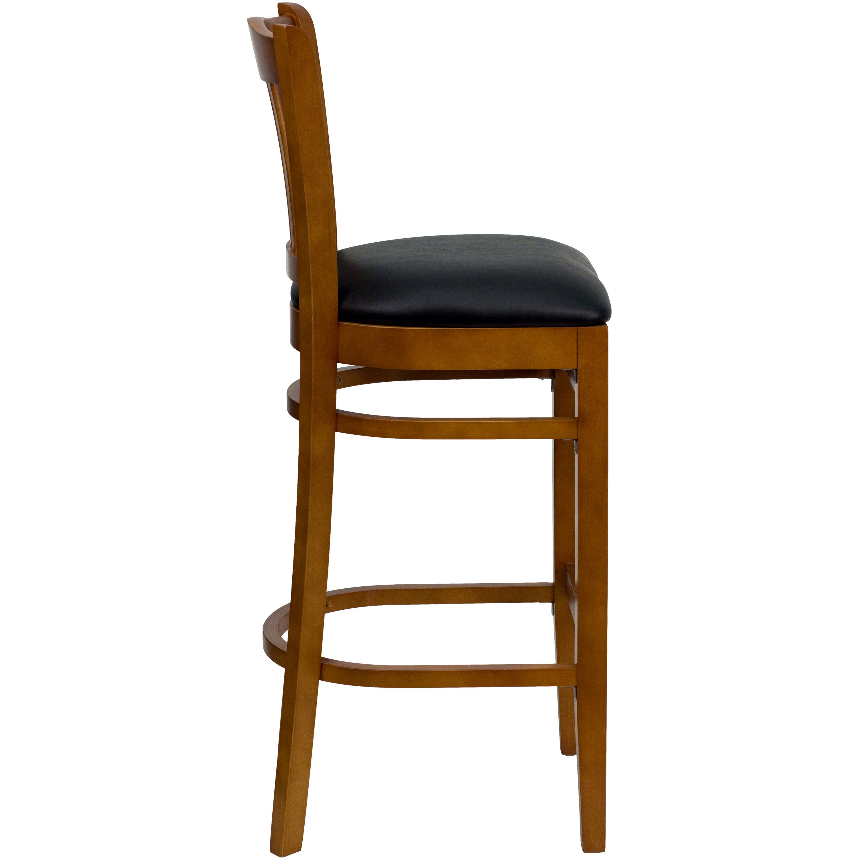 Emma + Oliver Vertical Slat Back Wooden Restaurant Dining Barstool ...