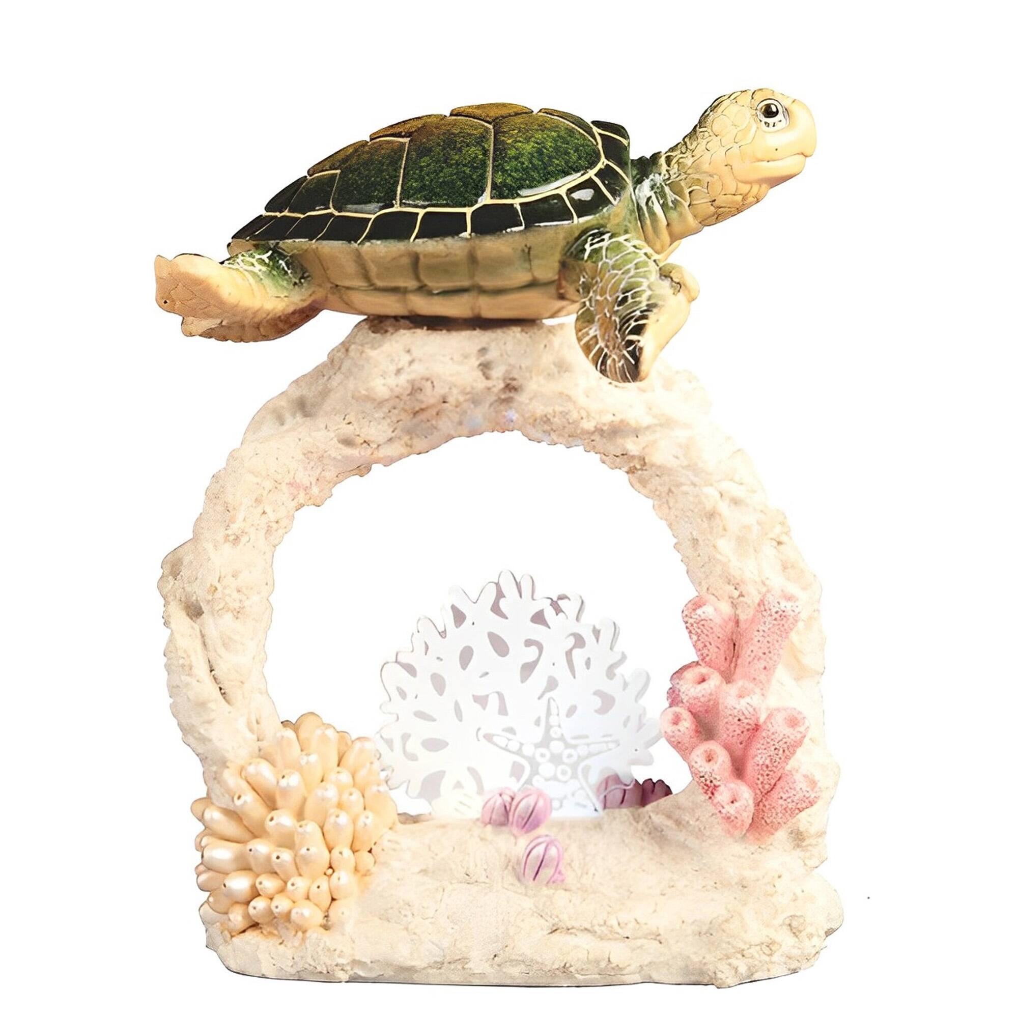 FC Design 9.25"H LED Sea Turtle with Conch Figurine Statue Office Desk ...