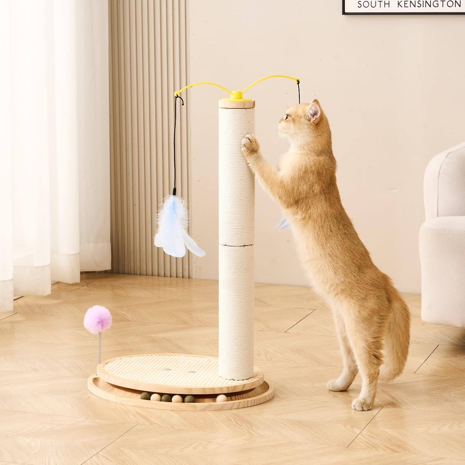 Hirose Alice Cat Tree Scratcher Tall Solid Wood Base Sisal Rope ...